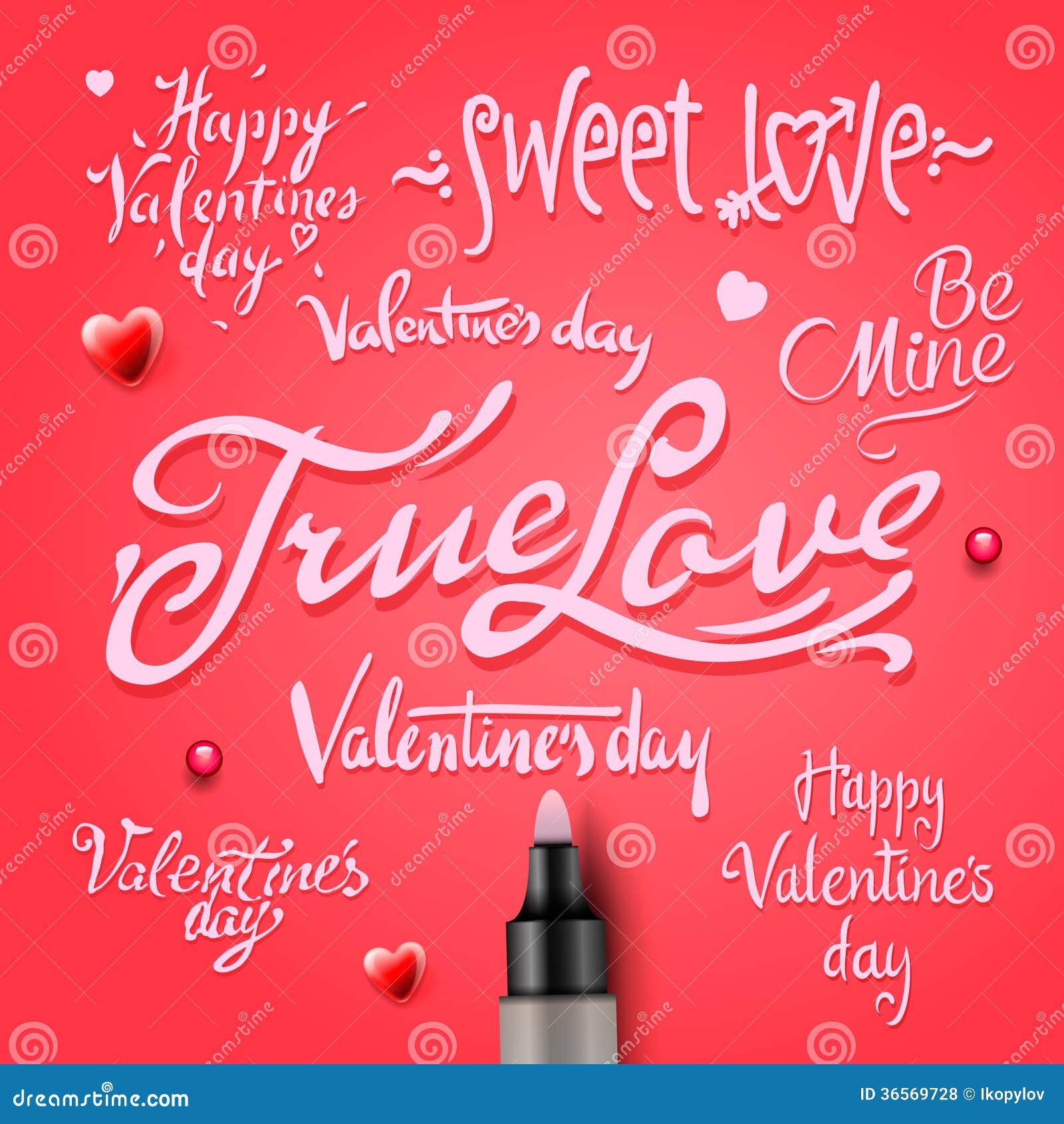 Set of Happy Valentine S Day Hand Lettering Stock Vector - Illustration ...