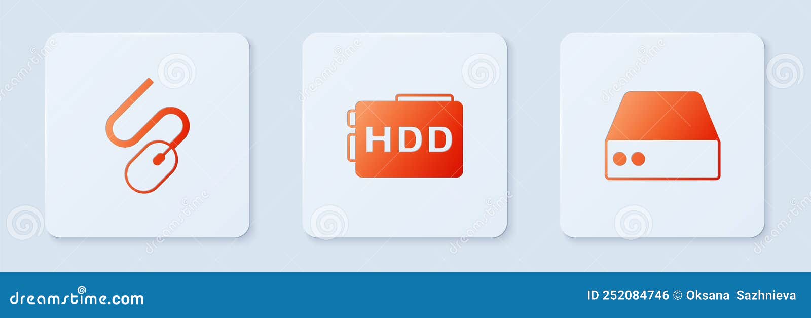Set Hard Disk Drive HDD, Computer Mouse and Server, Data, Web Hosting. White Square Button Stock ...