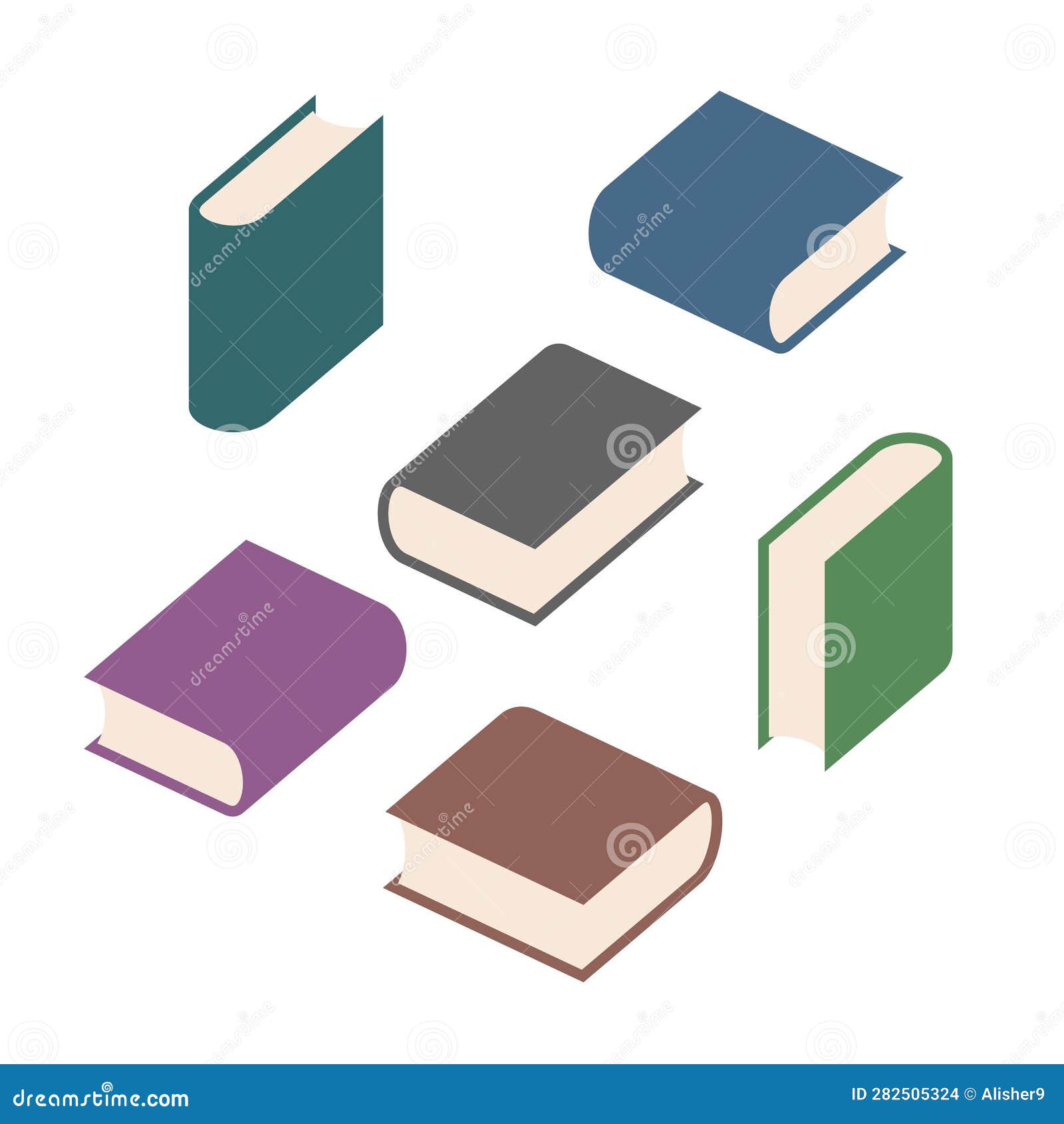 A Set of Hardcover Books in Different Positions. Isometric View Stock ...