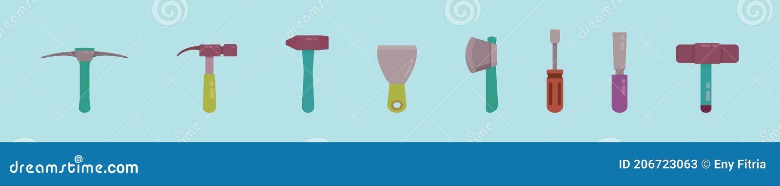 Set of Hardware Cartoon Icon Design Template with Various Models ...