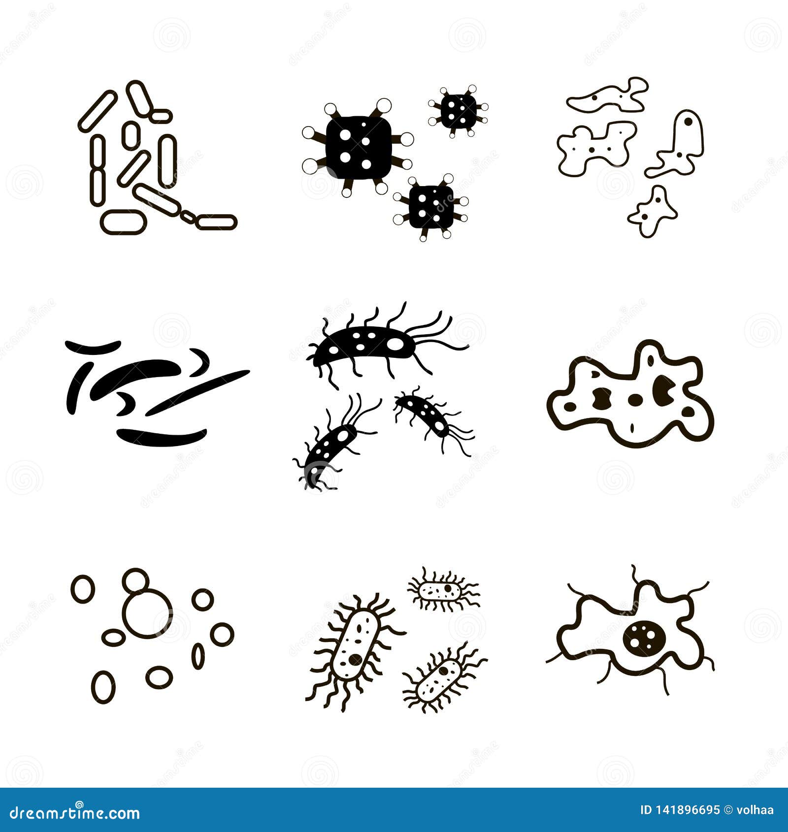 Set of Harmful Bacteria Icons. Stock Vector - Illustration of health ...