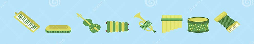 Set of Harmonica Cartoon Icon Design Template with Various Models ...