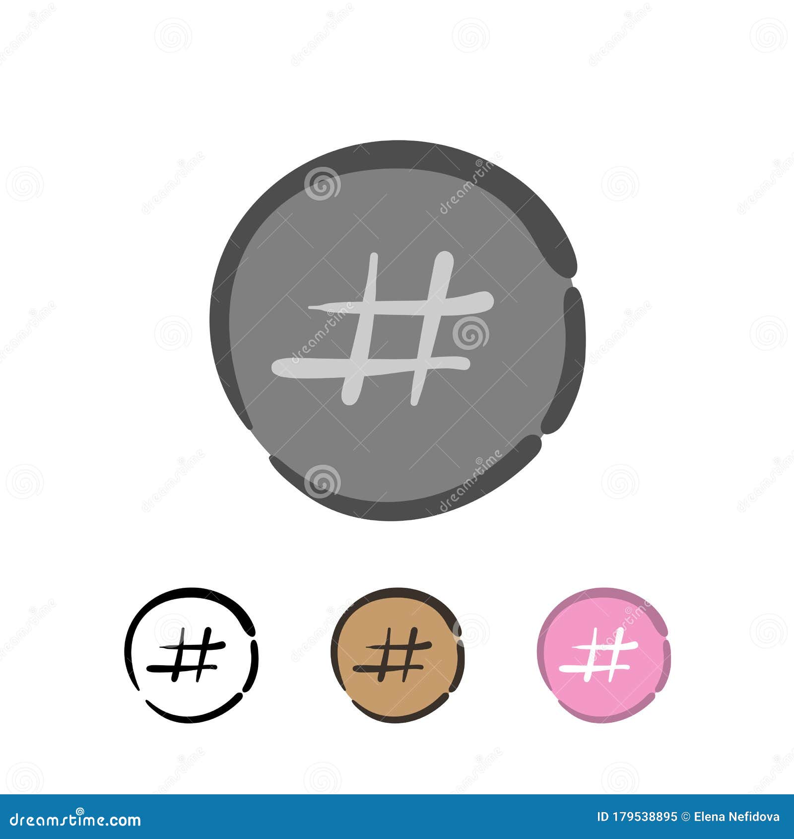 Set of Hashtags Icon. Hand Drawn Hashtags Vector Illustration Stock ...