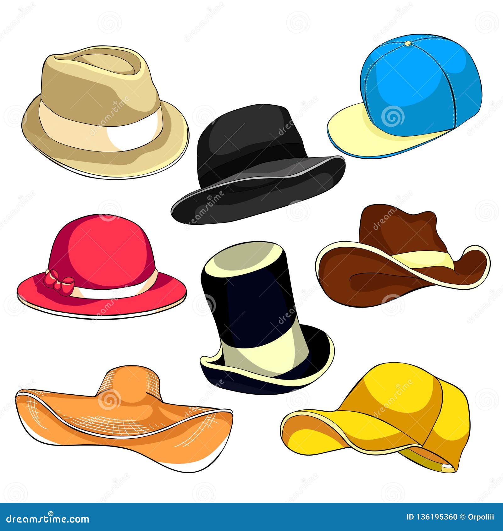 The Set Hat Cap Headgear. Vector Illustration Stock Vector ...
