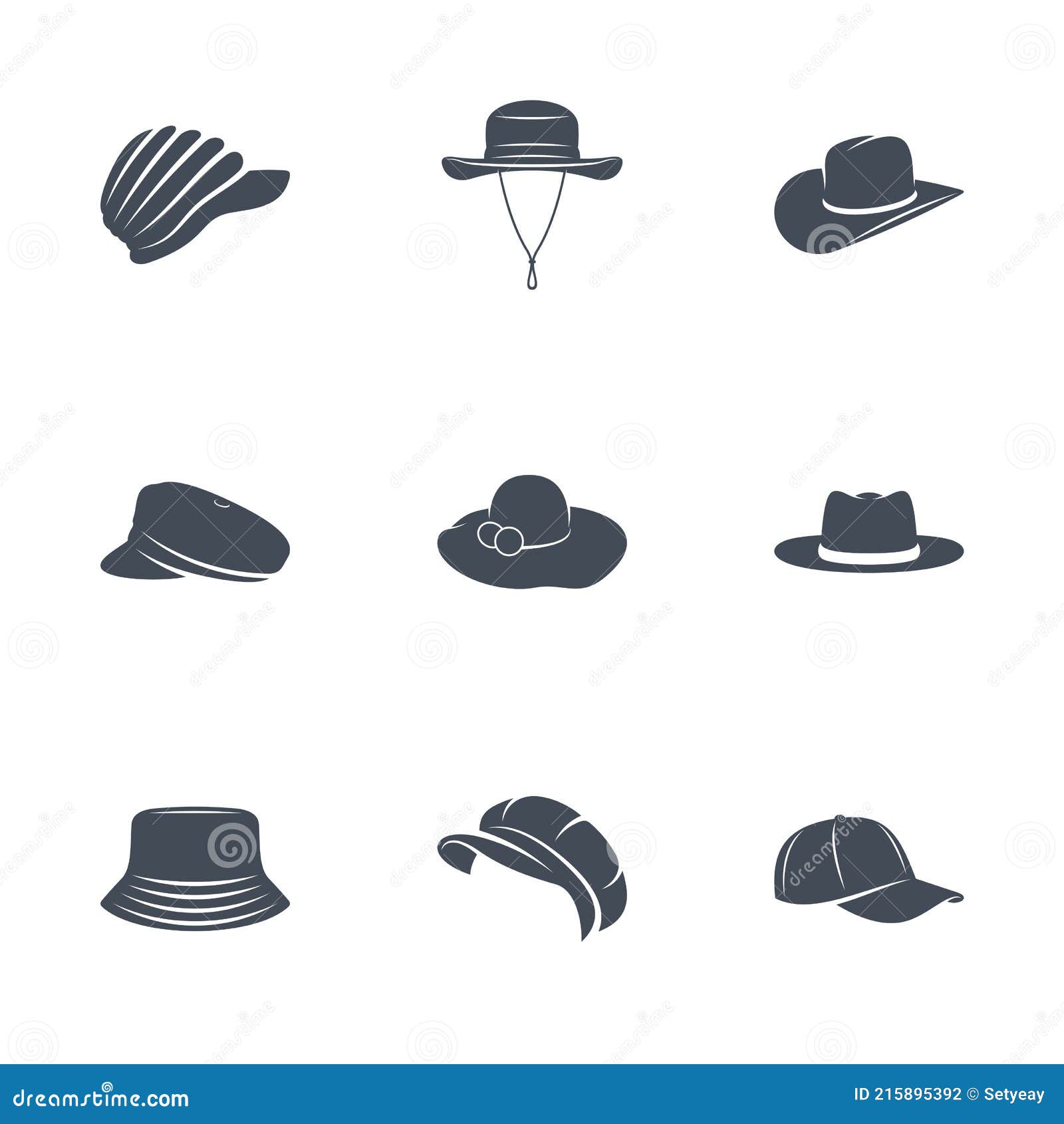 Set of Hat Logo Design Vector Illustration, Creative Hat Logo Design ...