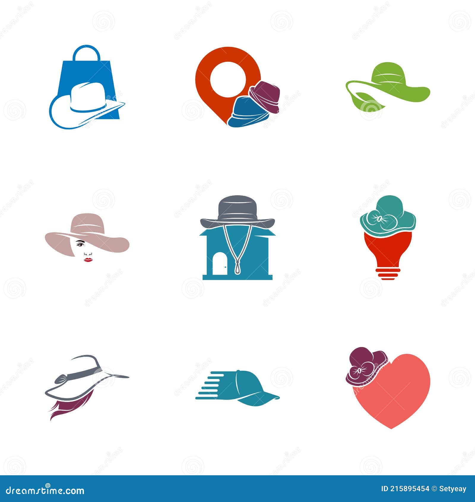 Set of Hat Logo Design Vector Illustration, Creative Hat Logo Design ...