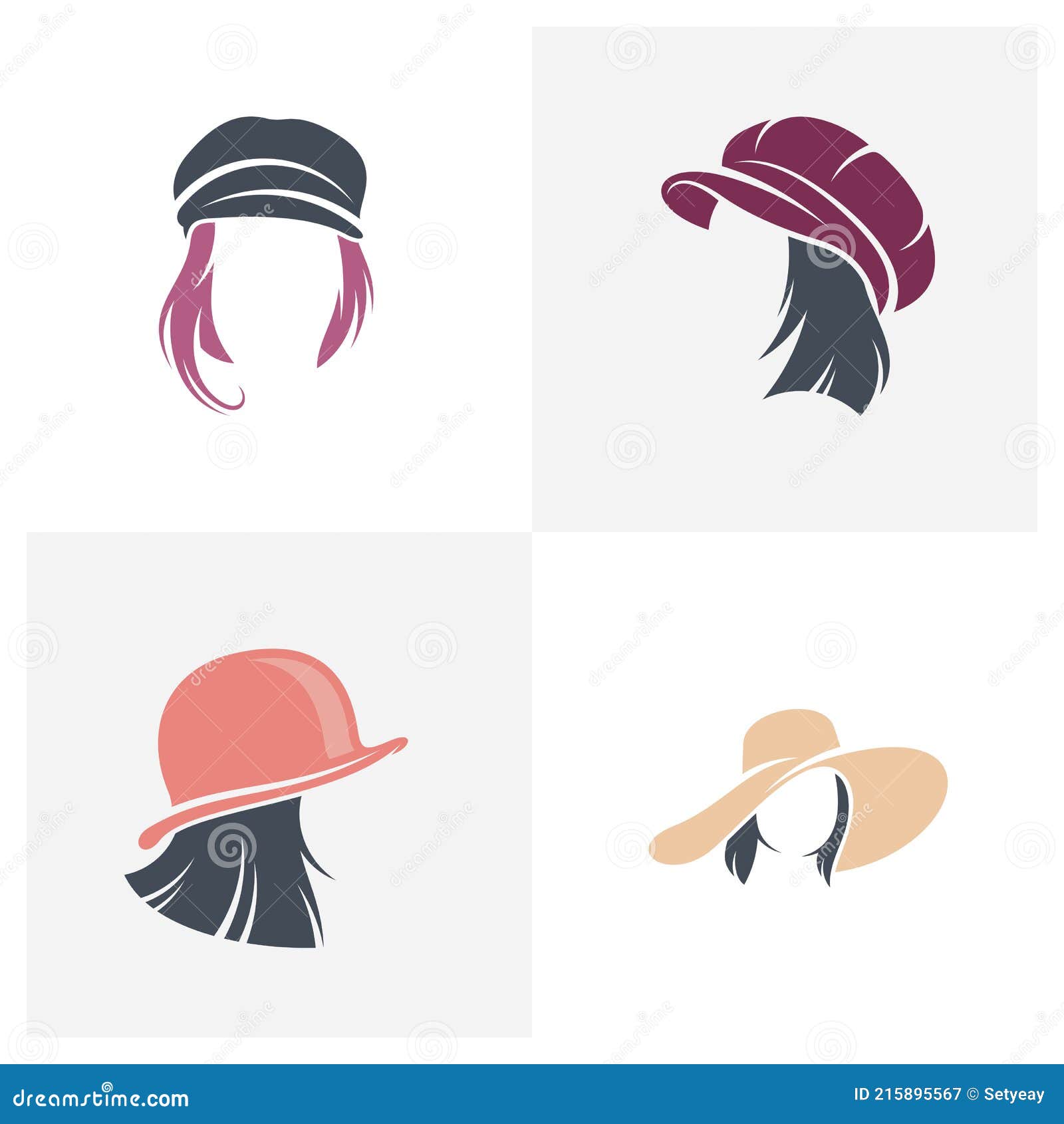 Set of Hat Logo Design Vector Illustration, Creative Hat Logo Design ...