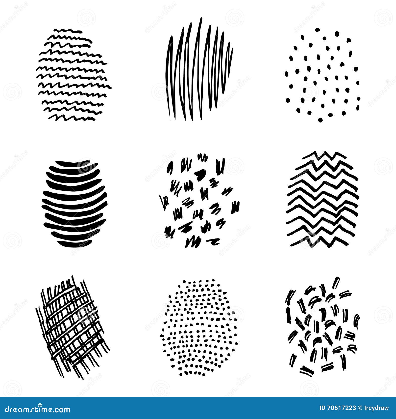 Set of 9 Hatching Hand Drawn Stock Vector - Illustration of print ...