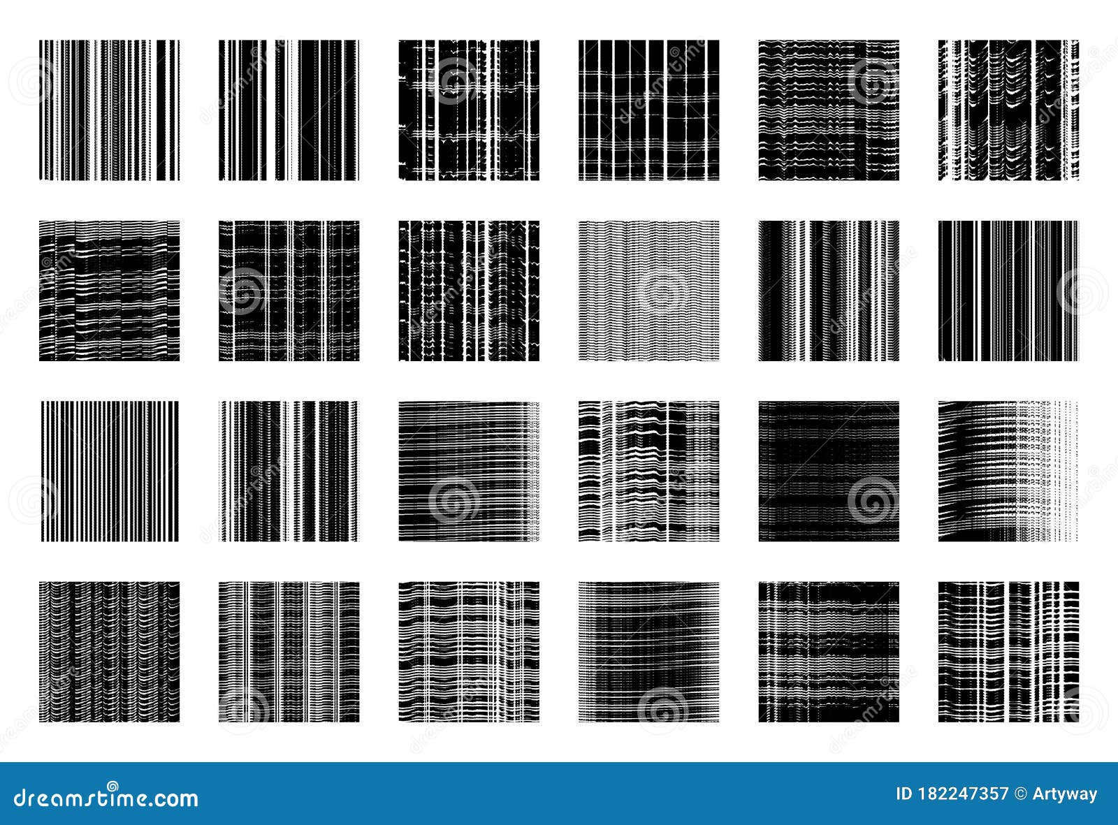Set of Hatching Textures. Glitch Pattern Collection. Hand Drawn ...