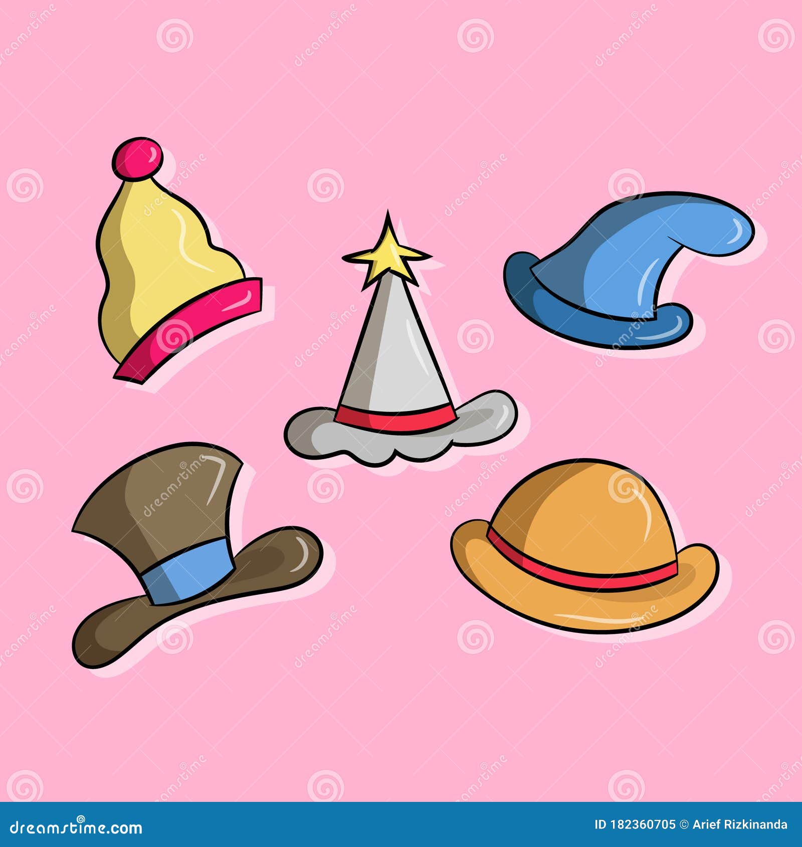 Set Hats and Accessories Colourful Stock Vector - Illustration of ...