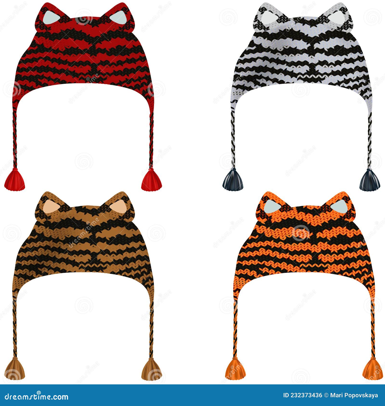 Set of Hats with Tiger Print Stock Vector - Illustration of style ...