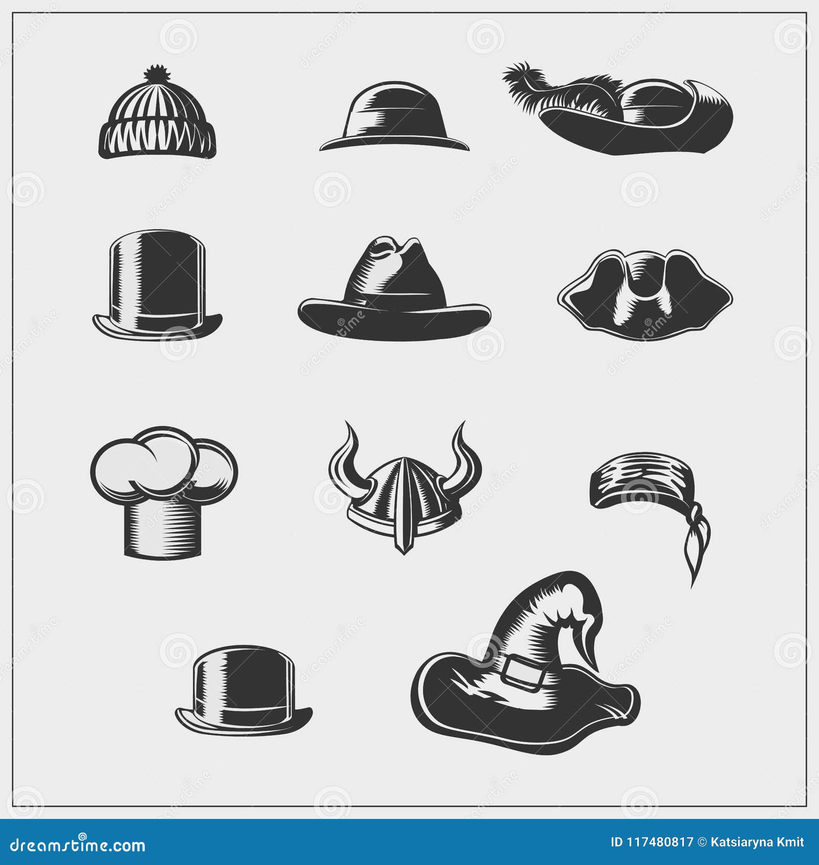 Hats Vector Seamless Background Pattern. Hand Drawn Cowboy Hat ...