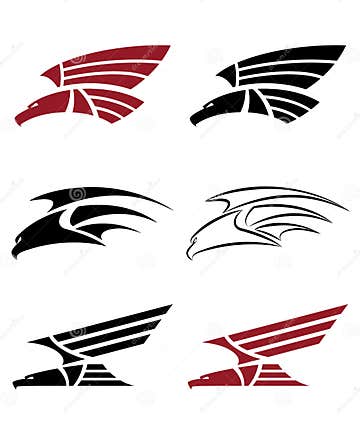 Set hawk for tattoo design stock vector. Illustration of silhouette ...