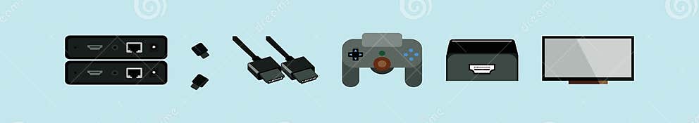 Set of HDMI Cable and Computer Design Template with Various Models ...