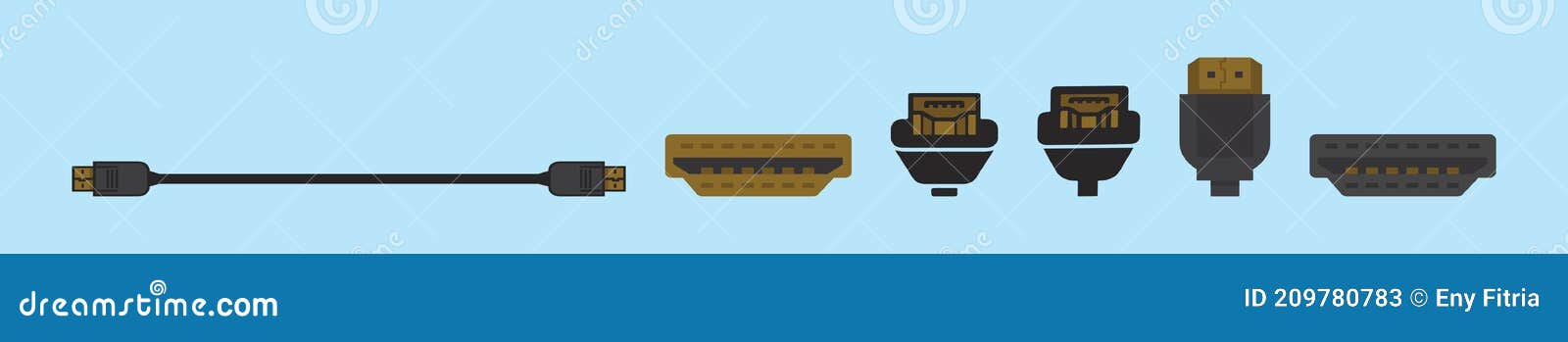 Set of Hdmi Cartoon Icon Design Template with Various Models. Vector ...