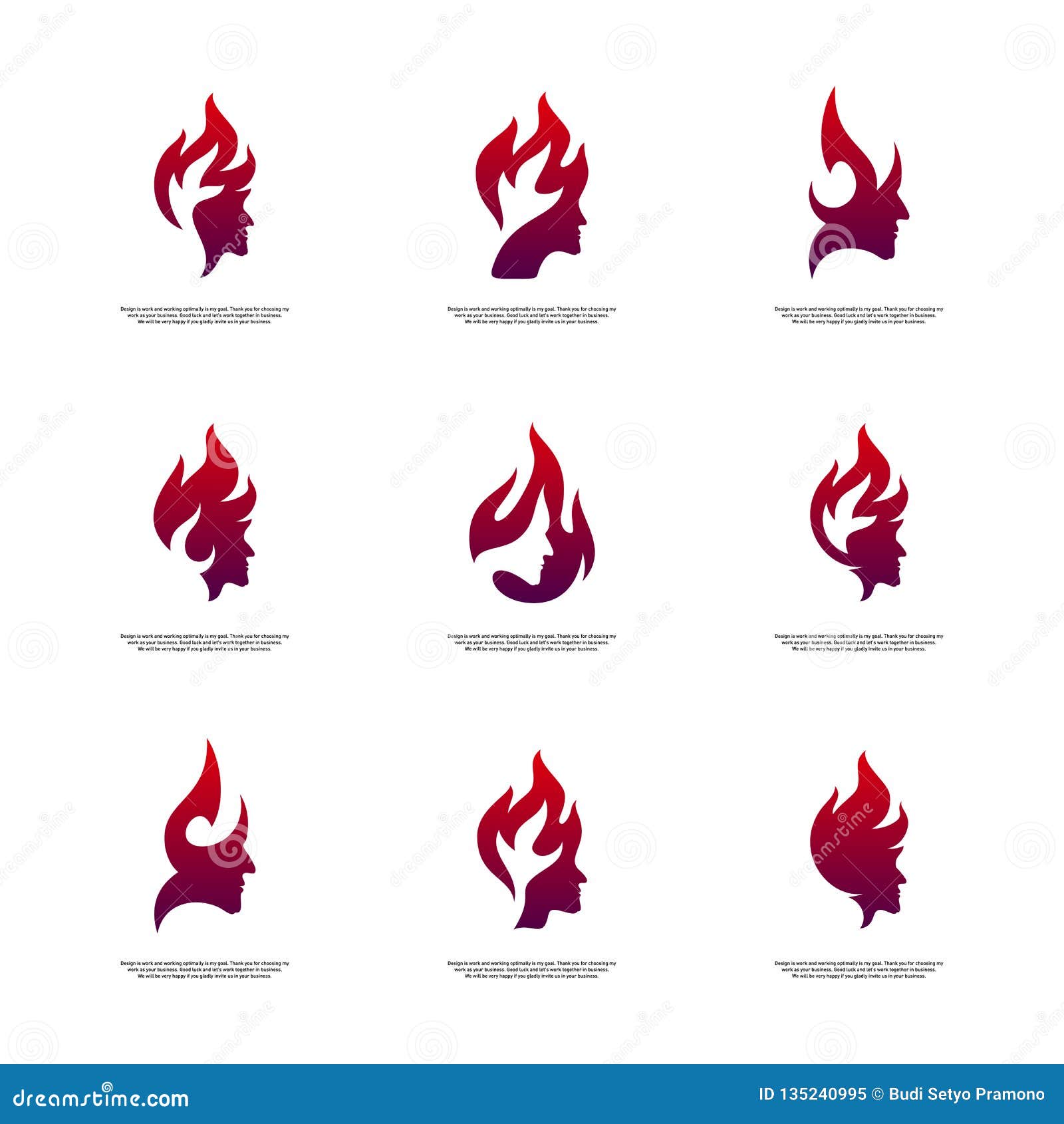 Set of Head Fire Logo Concept, Mind Fire Logo, Spirit Mindset Logo ...