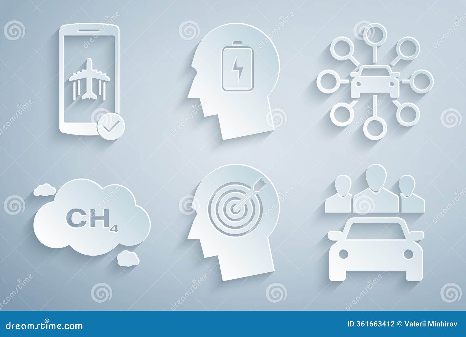 Set Head Hunting Concept, Car Sharing, Methane Emissions Reduction ...
