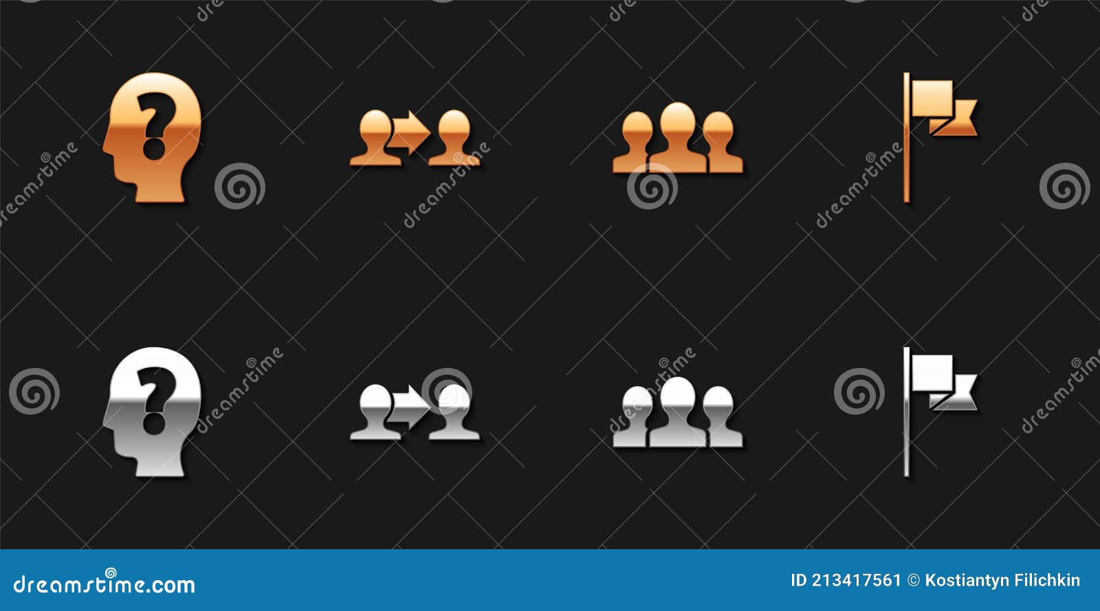 Set Head with Question Mark, Project Team Base, Users Group and ...