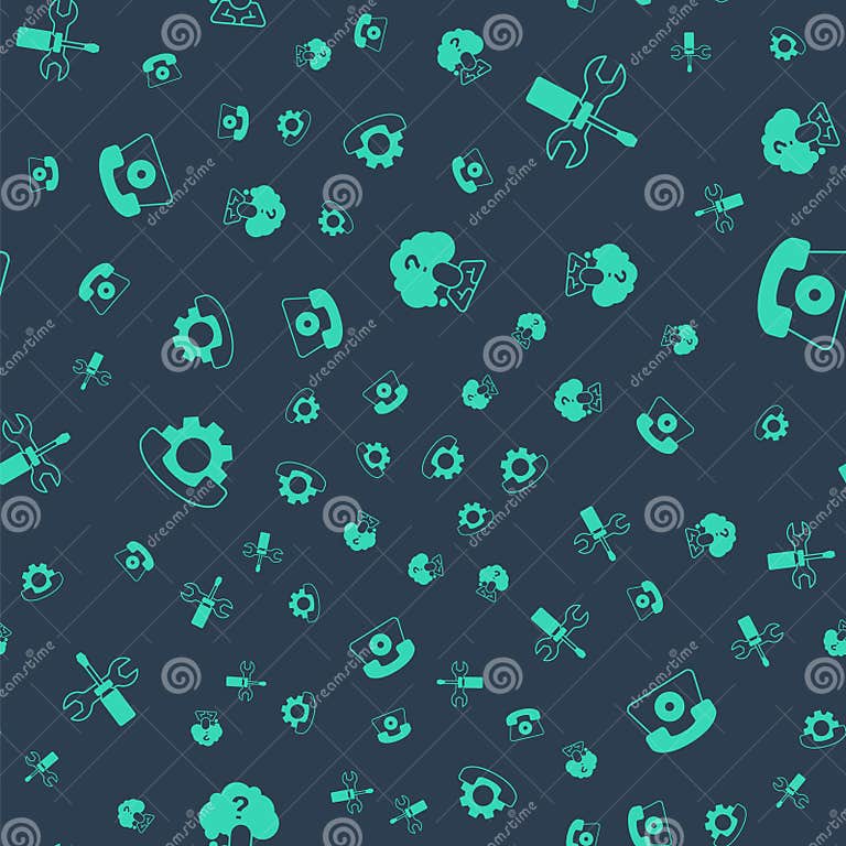 Set Head with Question Mark, Screwdriver and Wrench Spanner, Telephone ...