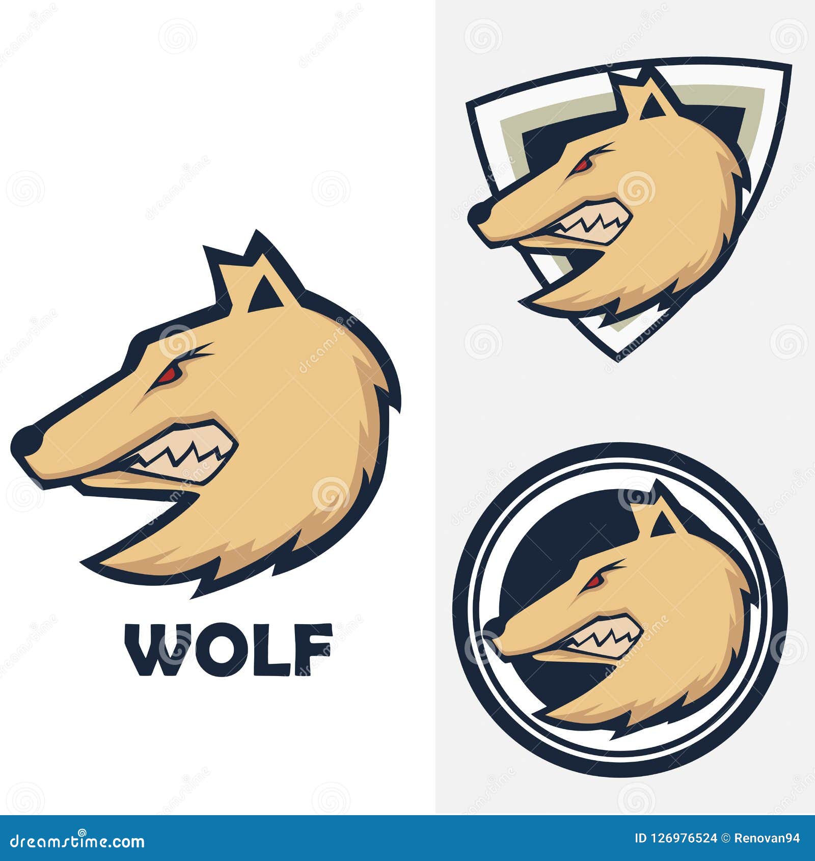 Set of head wolf badges stock illustration. Illustration of strong ...