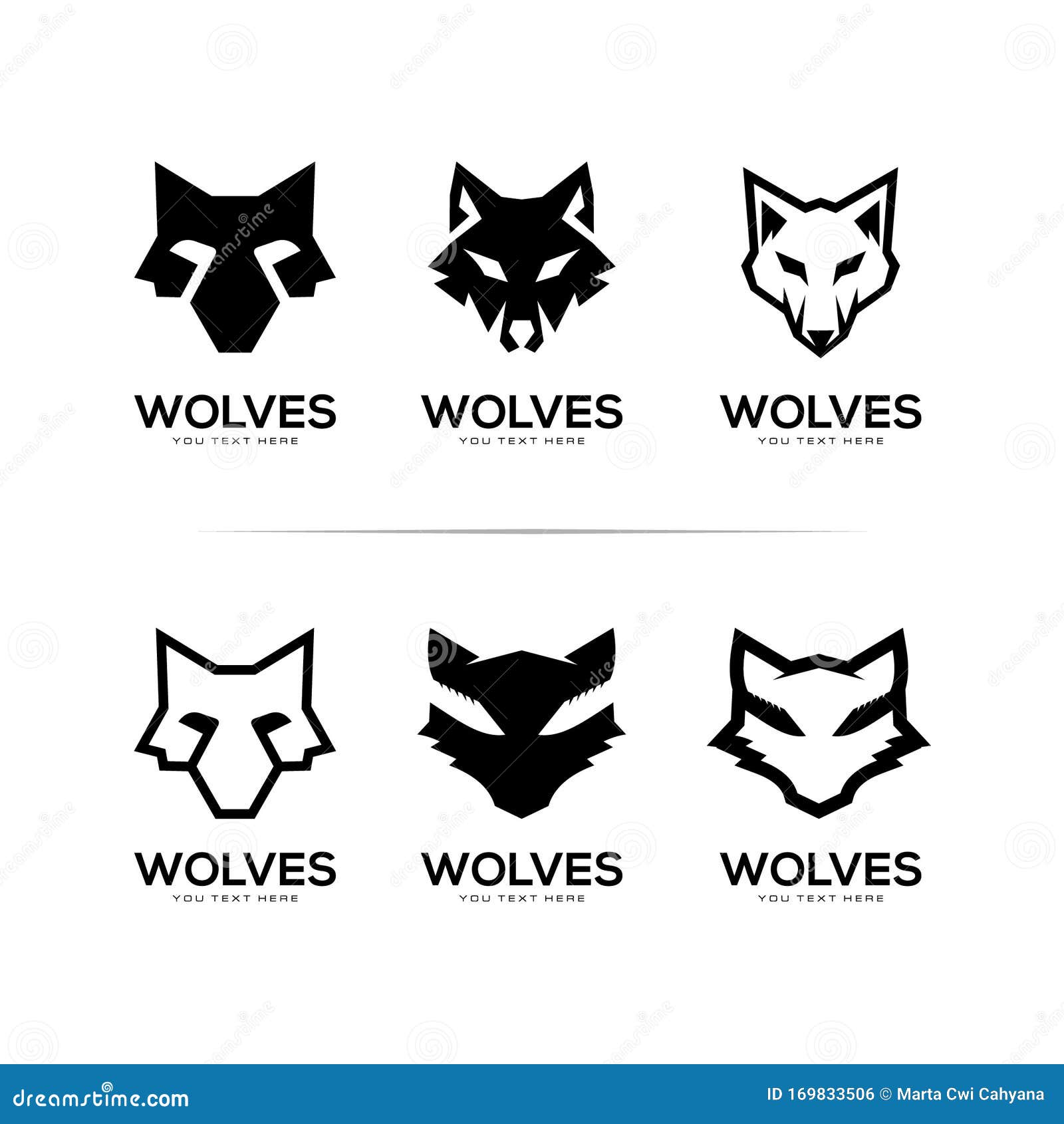 Set of Head Wolf Logo Vector Illustration Stock Vector - Illustration ...