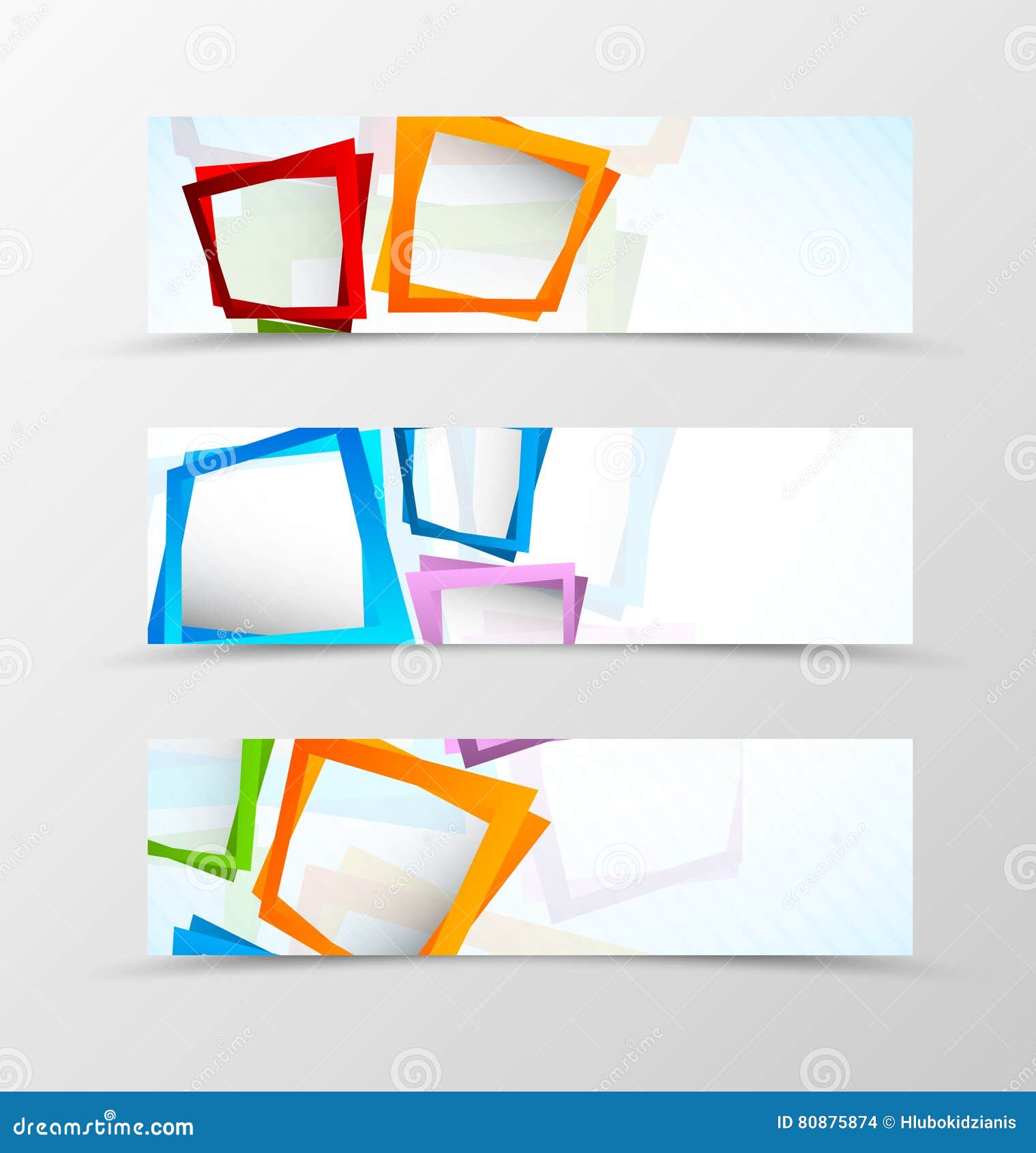 Set of Header Banner Geometric Design with Colorful Rectangles in ...