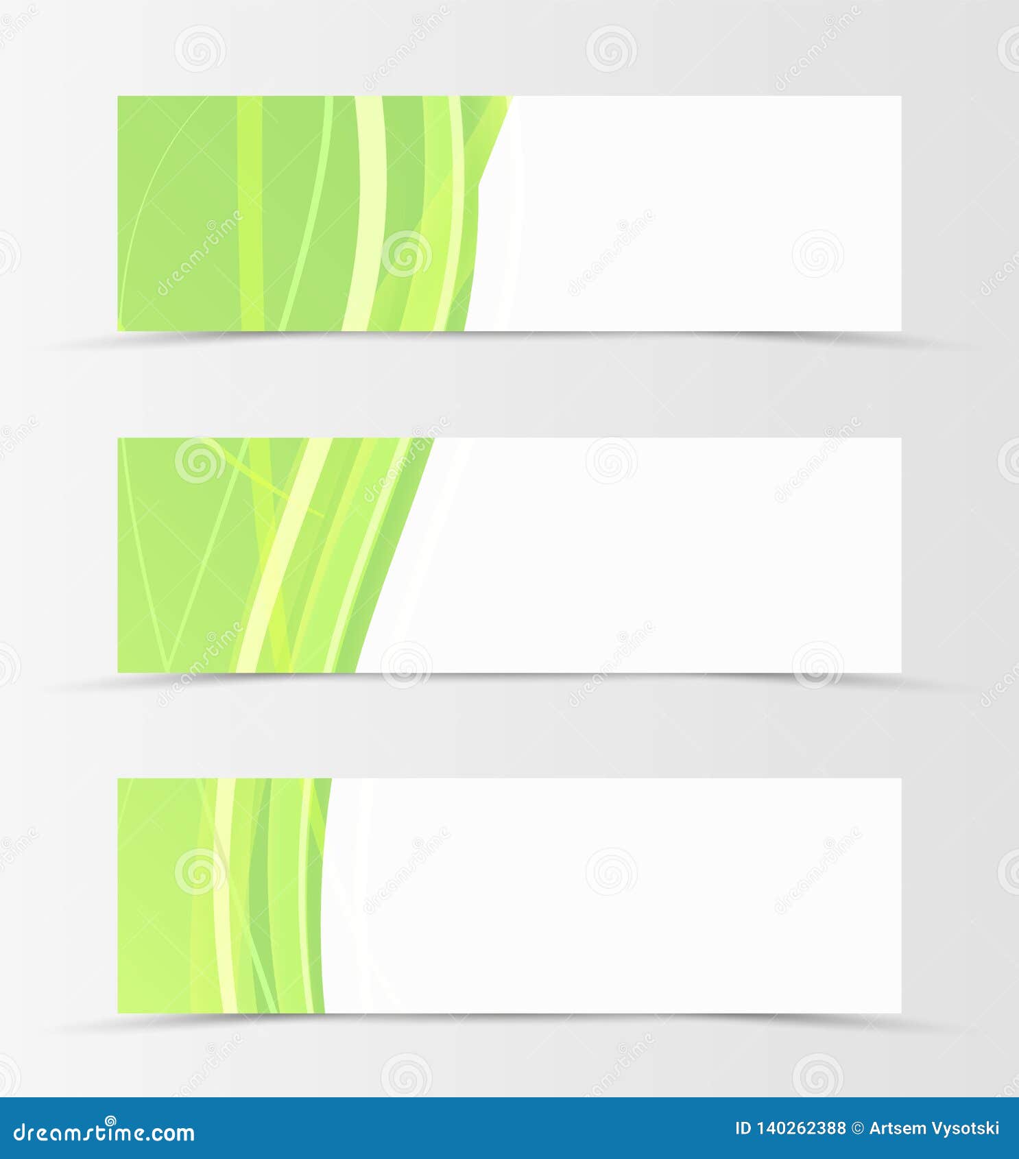 Set of Header Banner Wave Design with Green Lines in Material Design ...