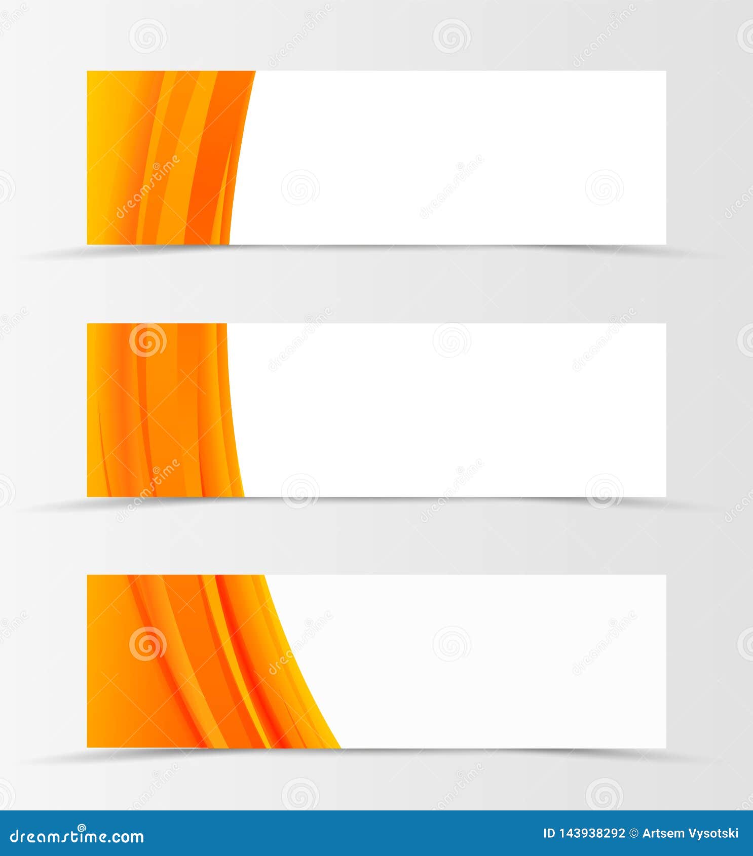 Set of Header Banner Wave Design with Orange Lines in Material Design ...