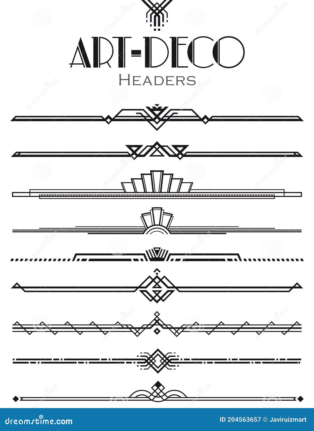 Art Deco headers stock vector. Illustration of vintage - 204563657