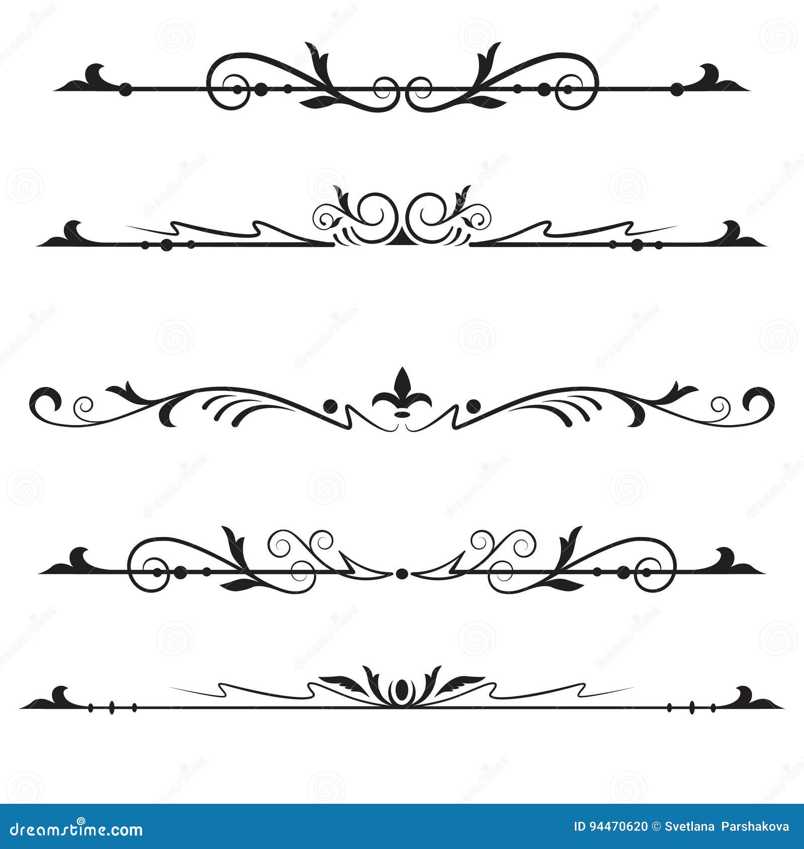 Set of Headers, Text Dividers, Elements for Page Decoration. Stock ...