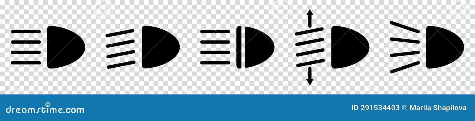 Headlight Icons. Car Headlights On Dashboard. Light Of Lamps Vehicle ...