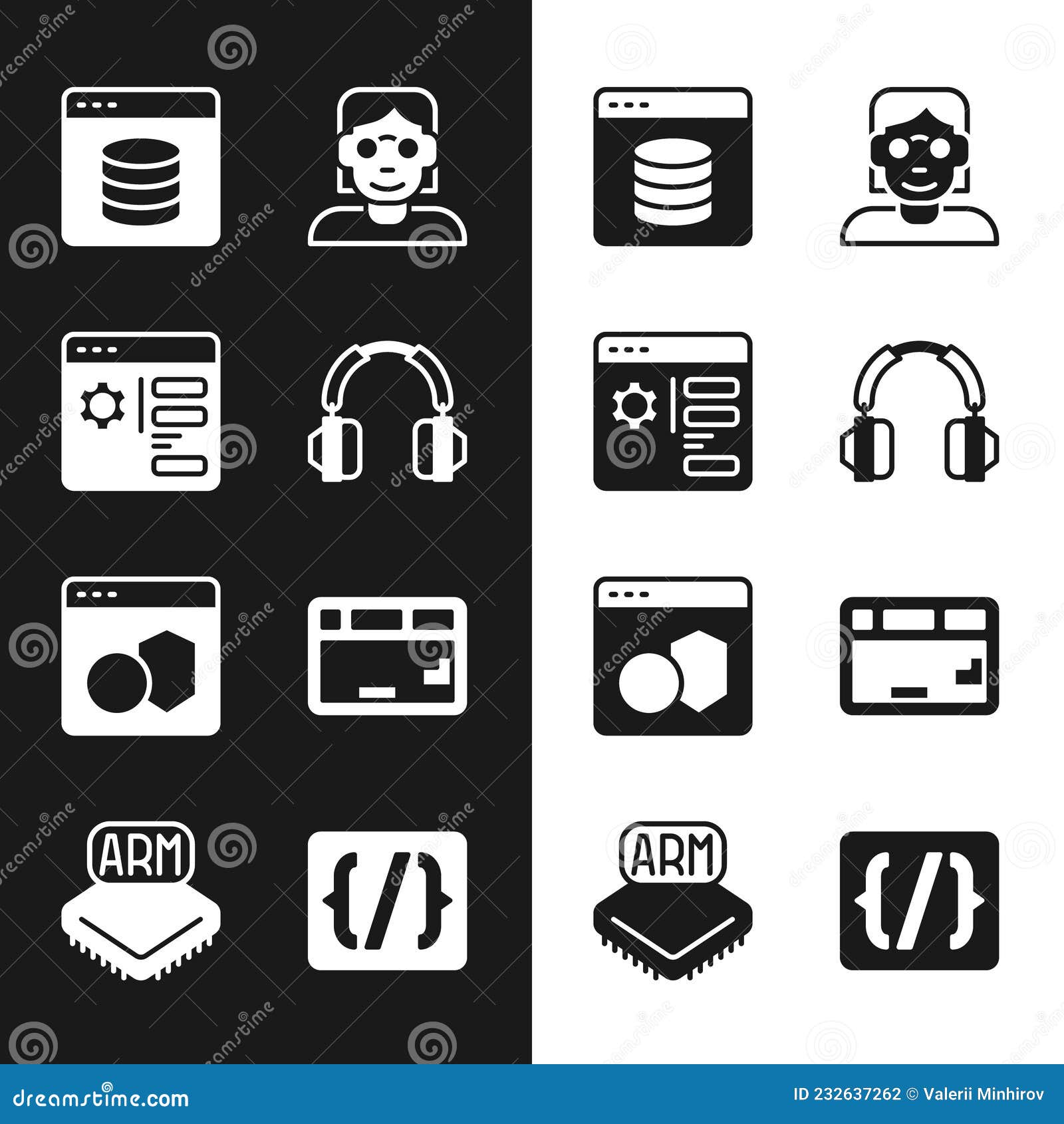 Set Headphones Browser Setting Server Data Web Hosting Hacker Or Coder Software Keyboard