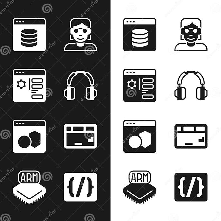 Set Headphones Browser Setting Server Data Web Hosting Hacker Or Coder Software Keyboard
