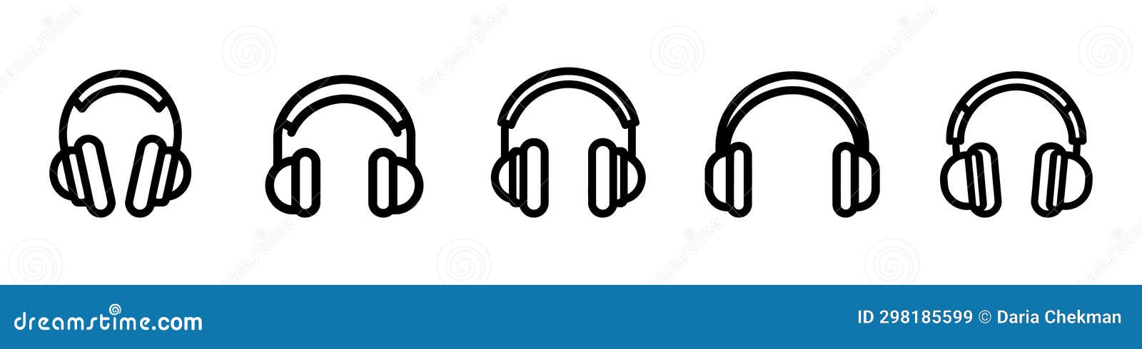 Set of Headphones Line Icons Isolated Stock Vector - Illustration of ...