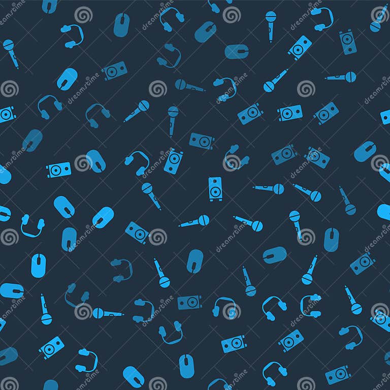 Set Headphones, Microphone, Stereo Speaker and Computer Mouse on ...