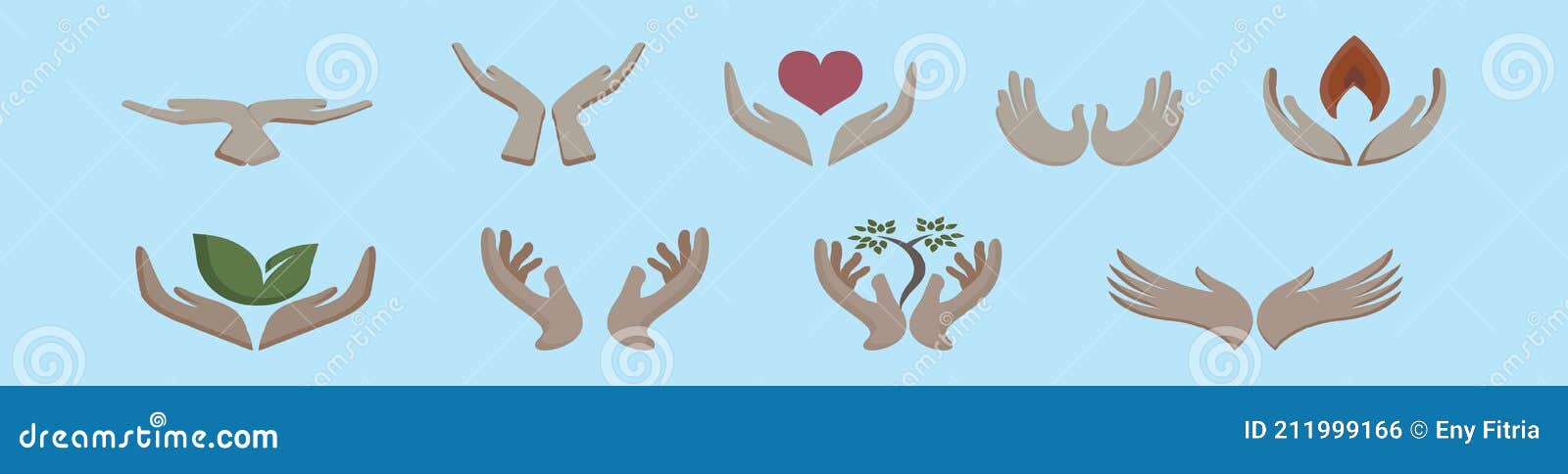 Set of Healing Hands Cartoon Icon Design Template with Various Models ...