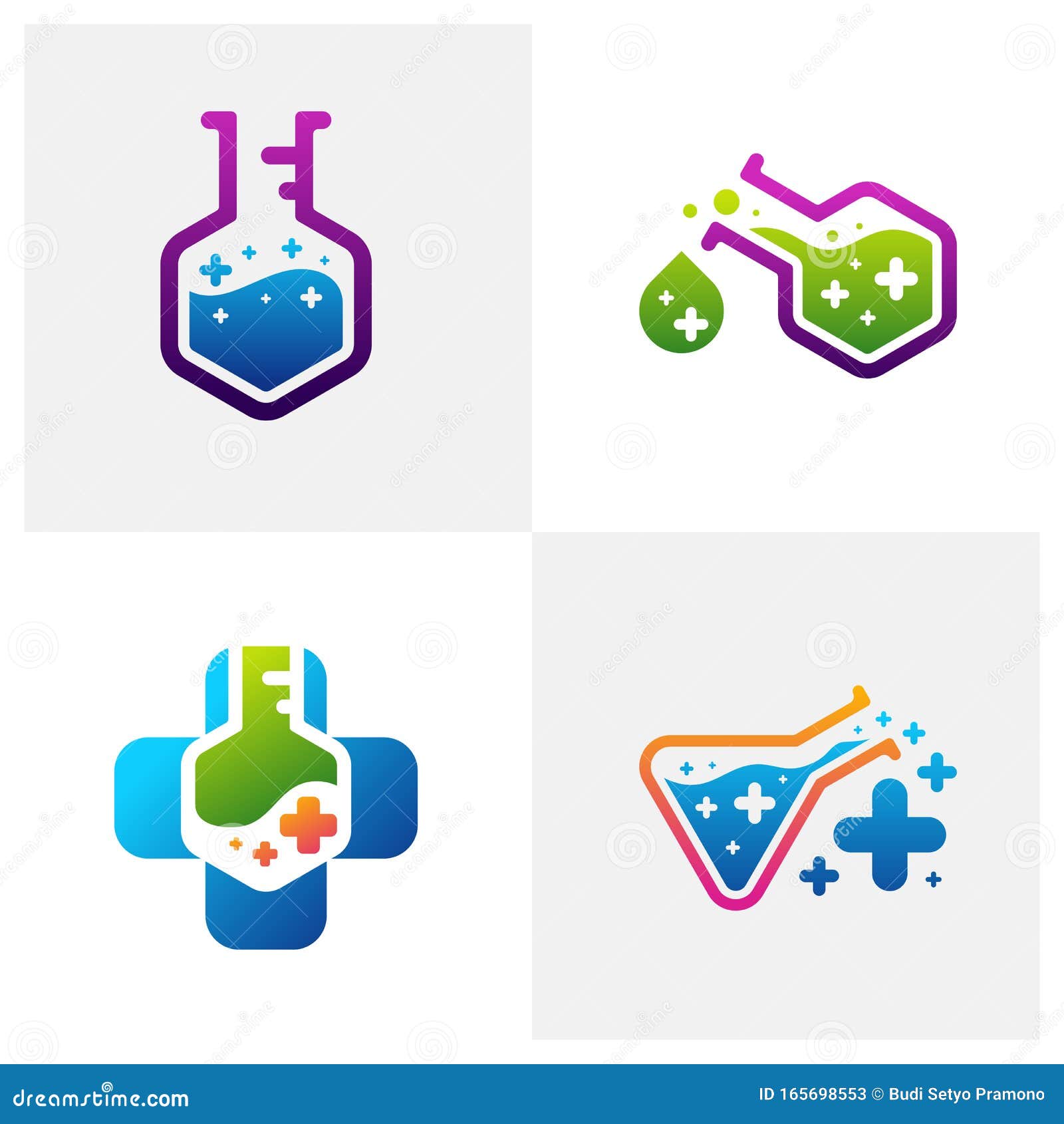 Set of Health Plus with Lab Logo Design Concept Vector Template. Icon ...