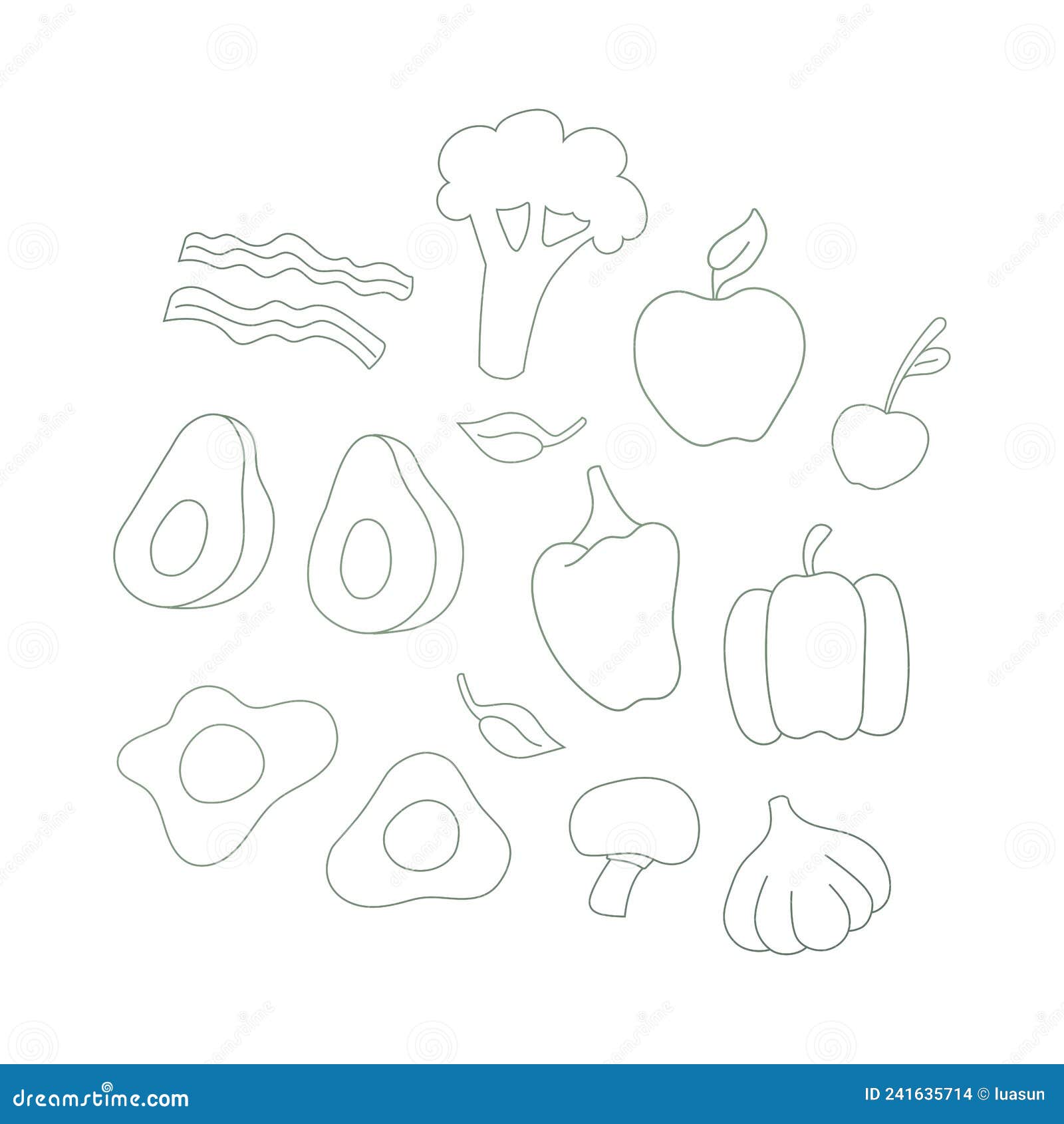 Set of Healthy Breakfast Vector Outline Food Stock Vector ...