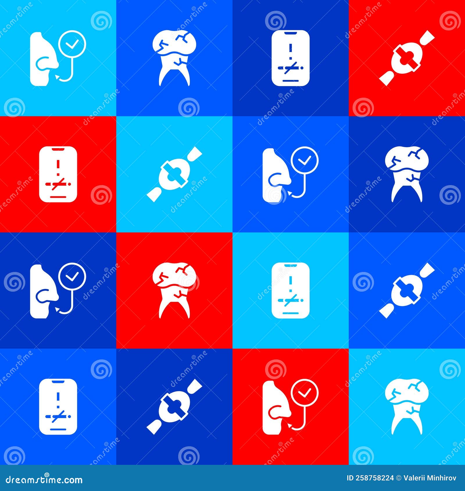 Set Healthy Breathing, Tooth with Caries, No Smoking and Candy Icon ...