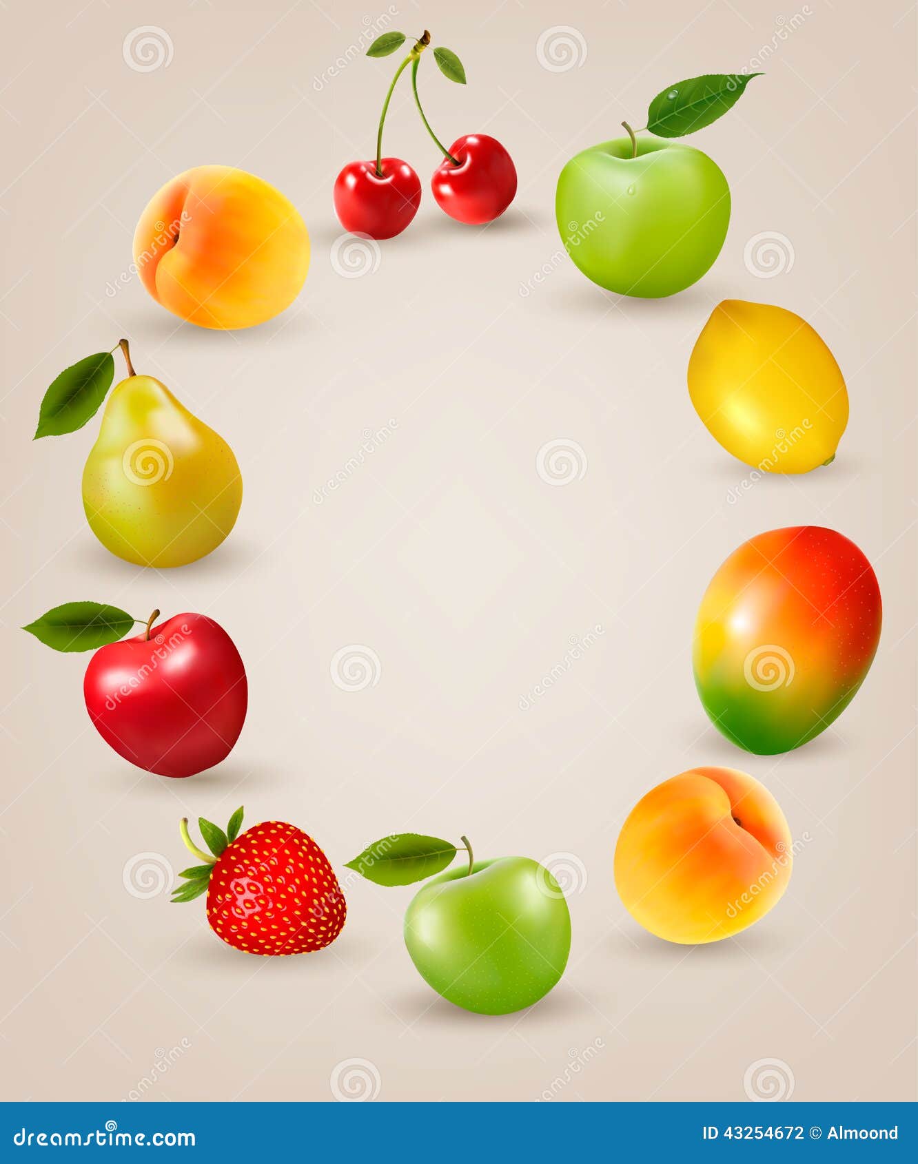 Set of healthy food fruit. stock vector. Illustration of leaf - 43254672