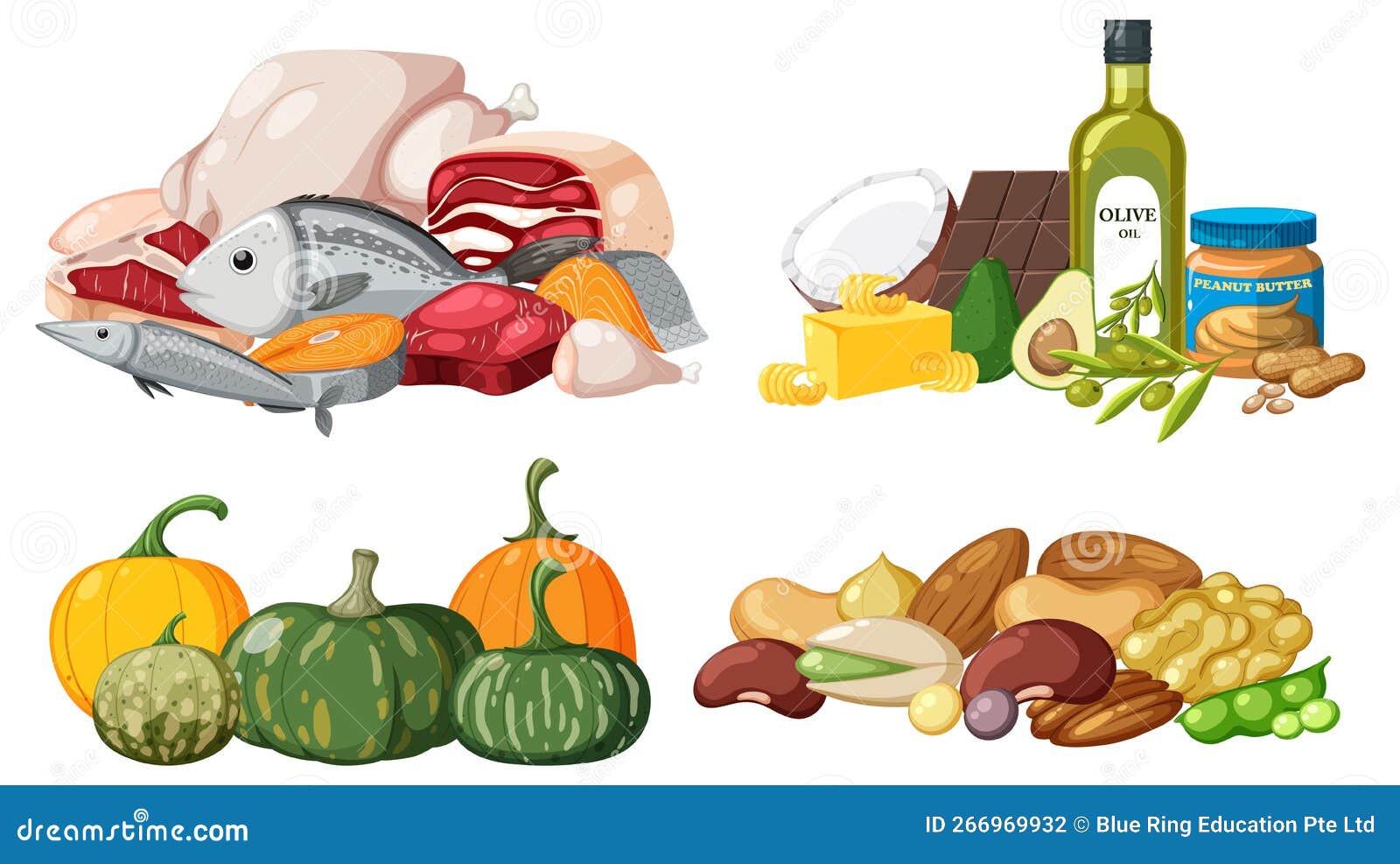Set of healthy food stock vector. Illustration of food - 266969932