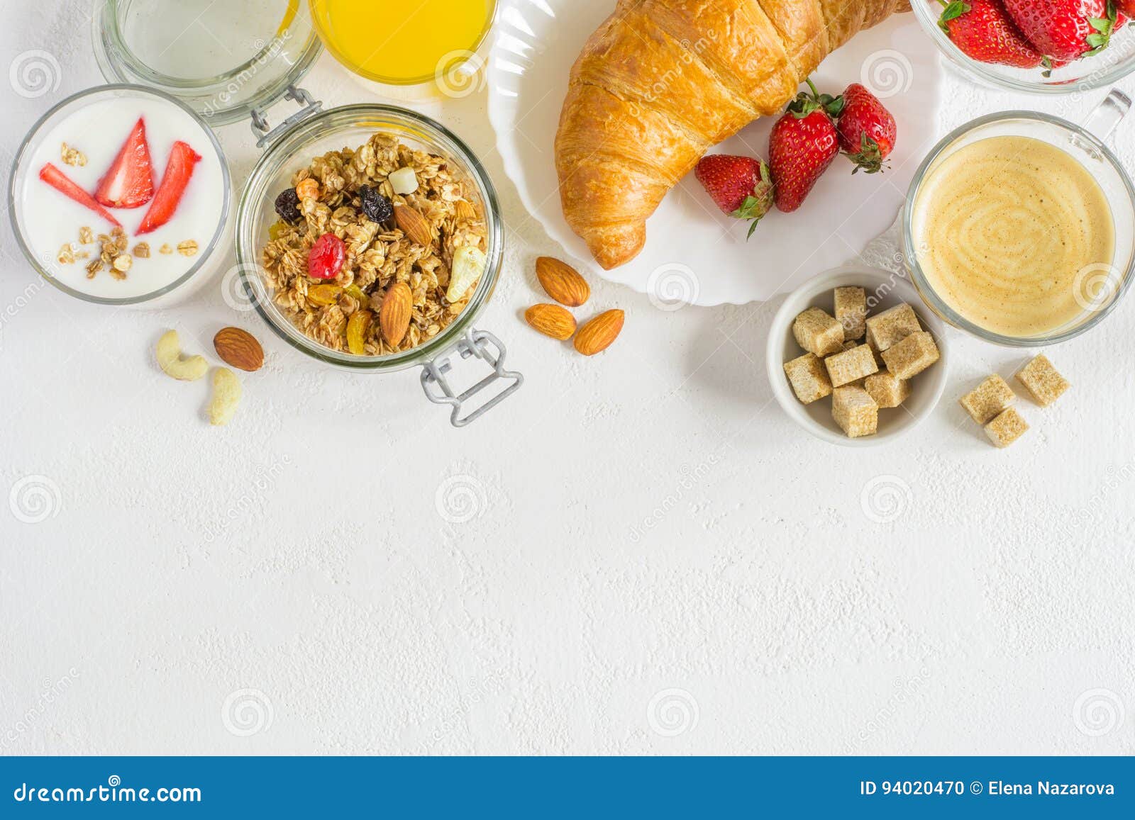 Set of Healthy Ingredients for Breakfast on White Background. To Stock ...