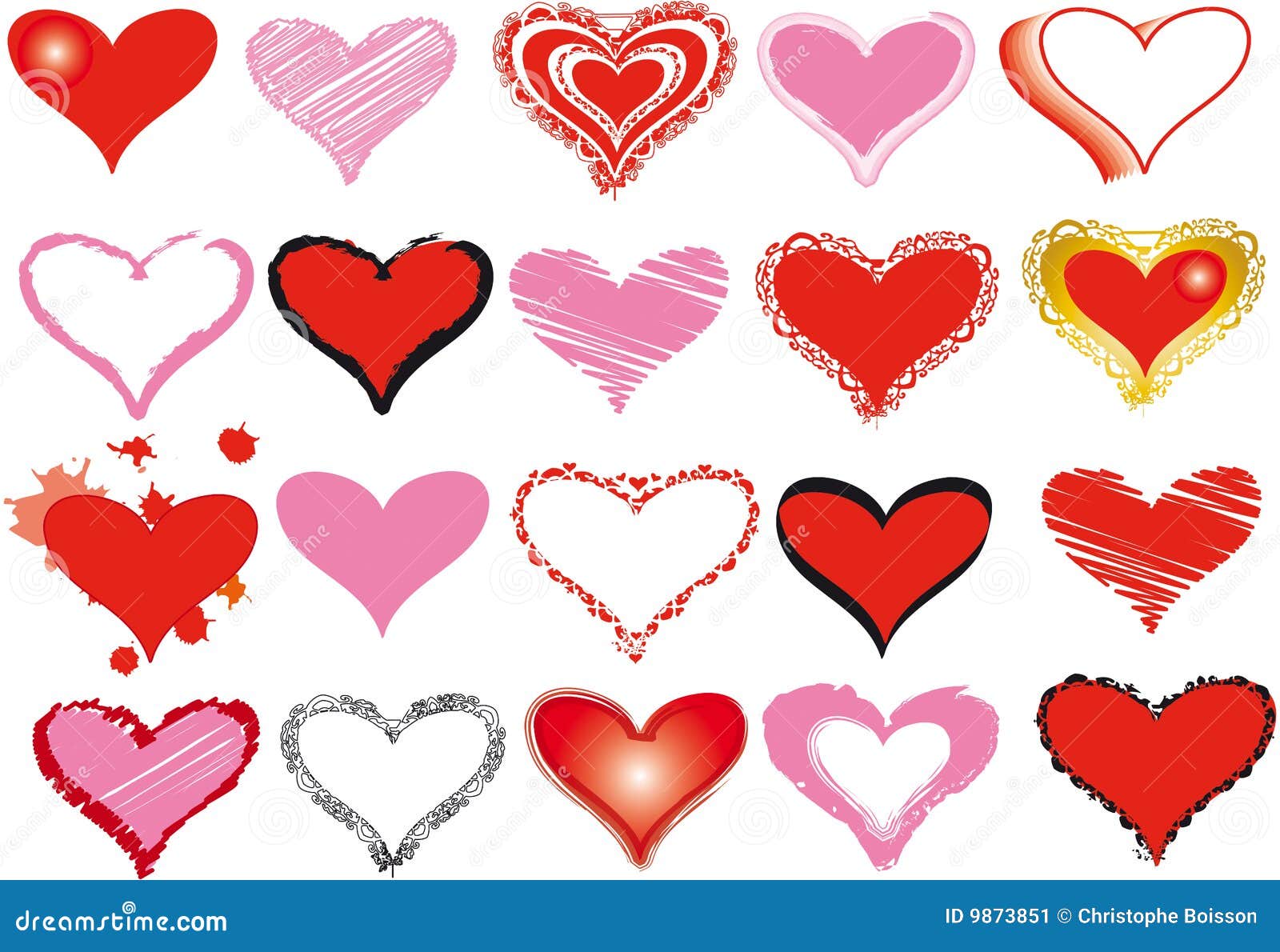 Set of heart stock vector. Illustration of design, shape - 9873851