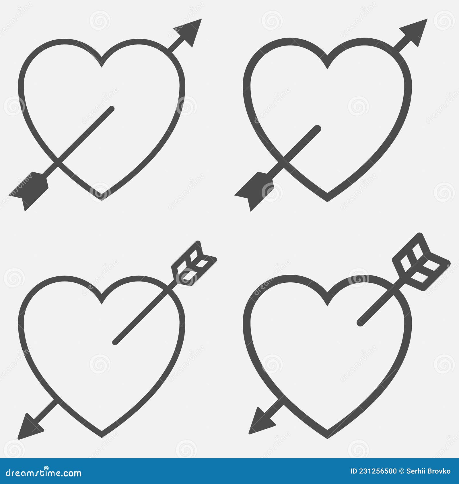 Set of Heart with Arrow Line Icon. Vector Illustration Stock Vector ...