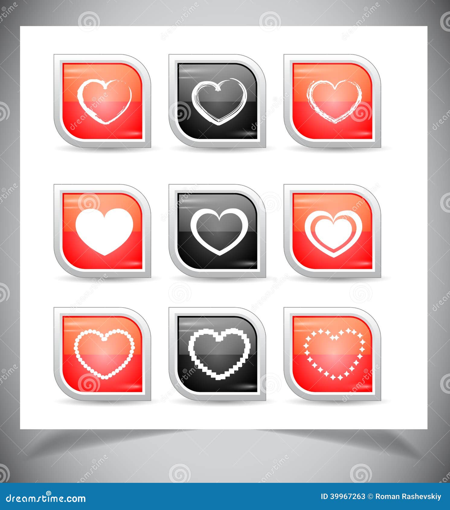 Set of heart buttons stock illustration. Illustration of romance - 39967263