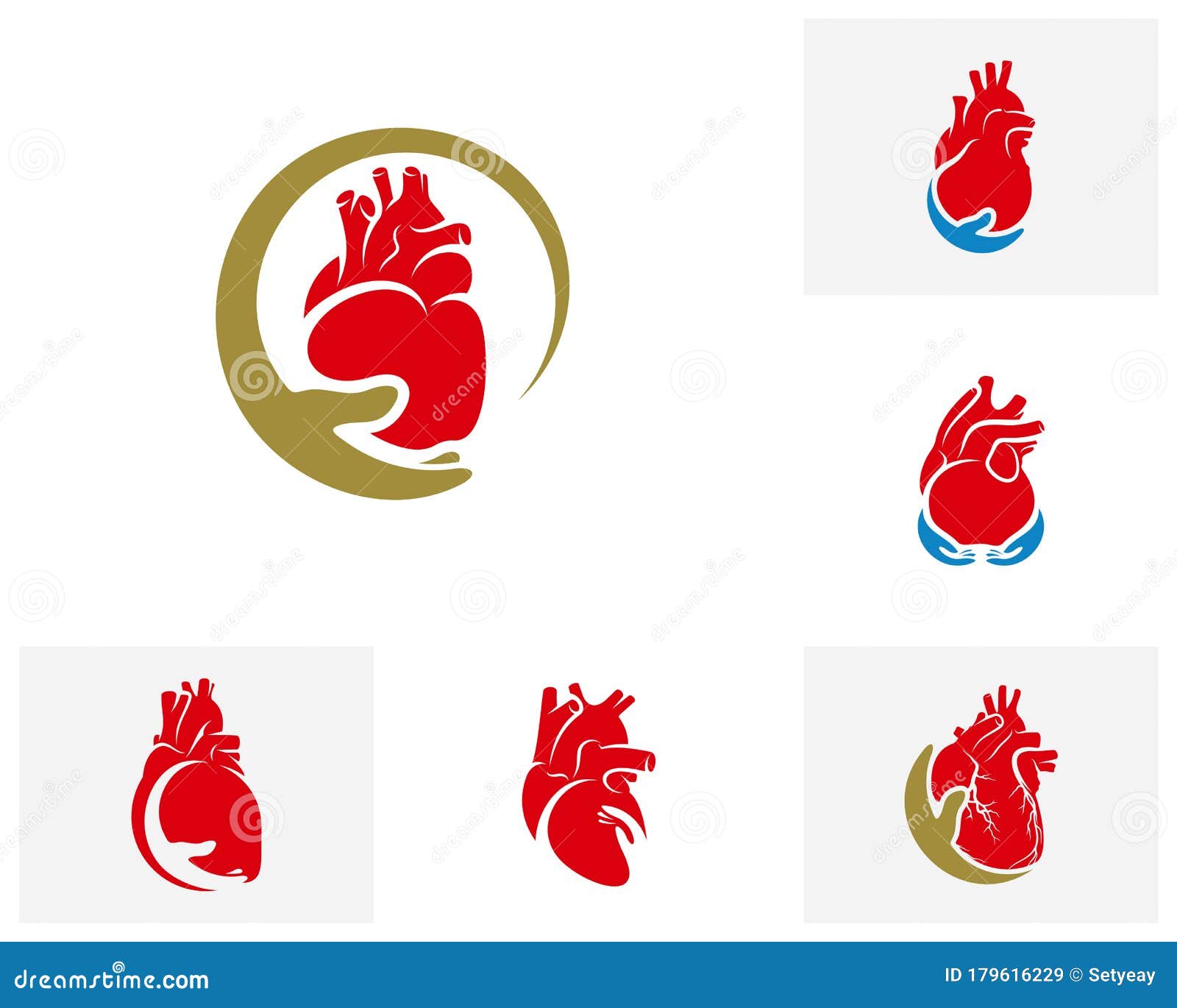 Set of Heart Care Logo Vector Template, Creative Human Heart Logo ...