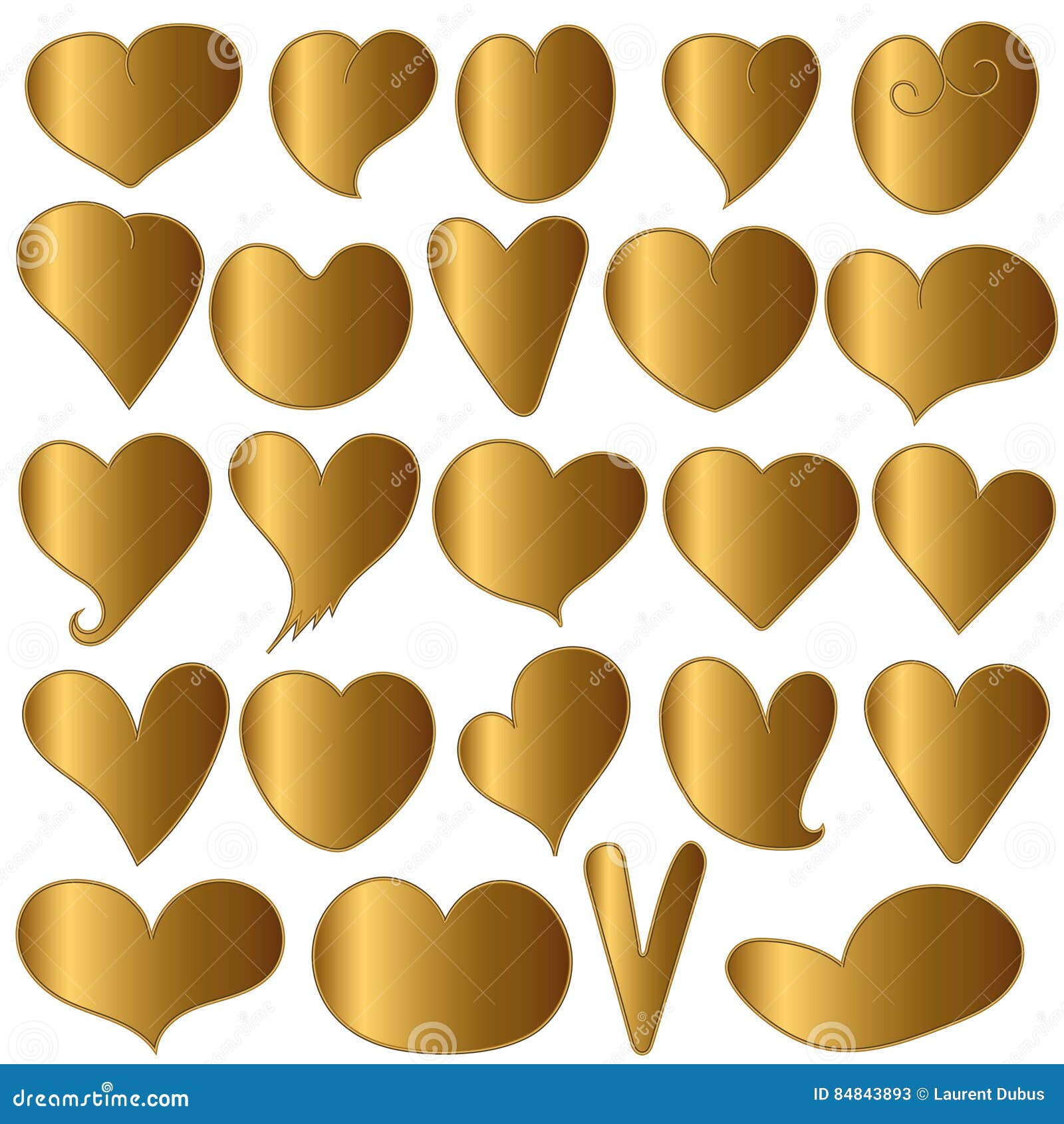 Set Heart gold - vector stock vector. Illustration of creative - 84843893