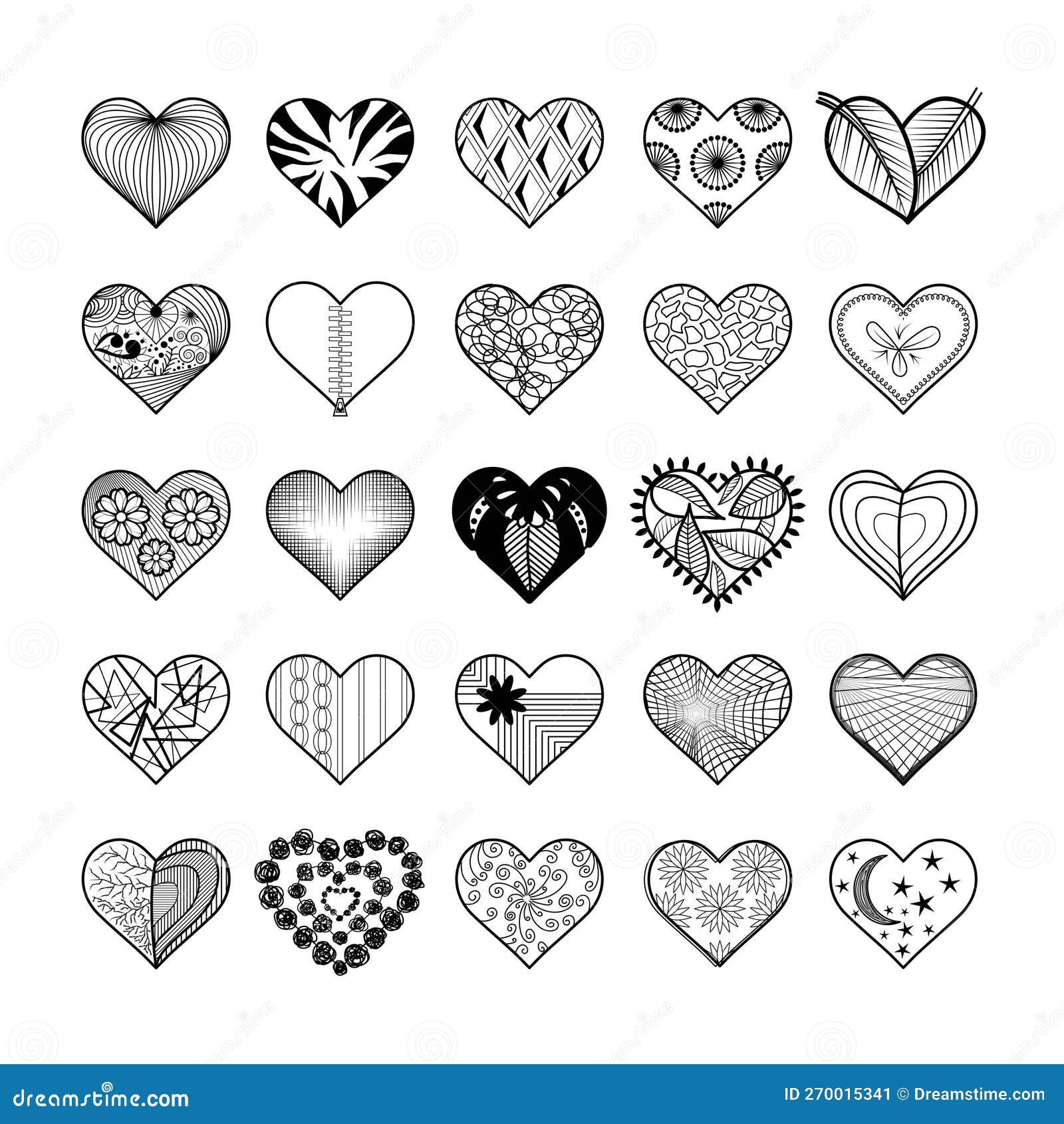 Set of Heart Icons 02, Different Heart Symbol and Pattern Pack, Love ...