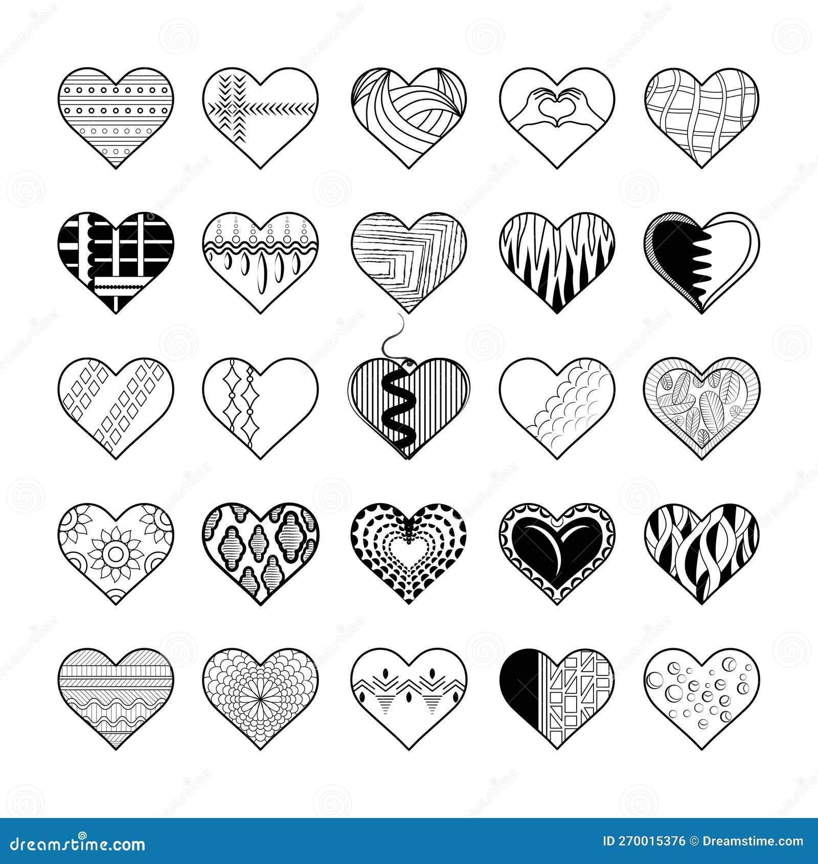 Set of Heart Icons 01, Different Heart Symbol and Pattern Pack, Love ...