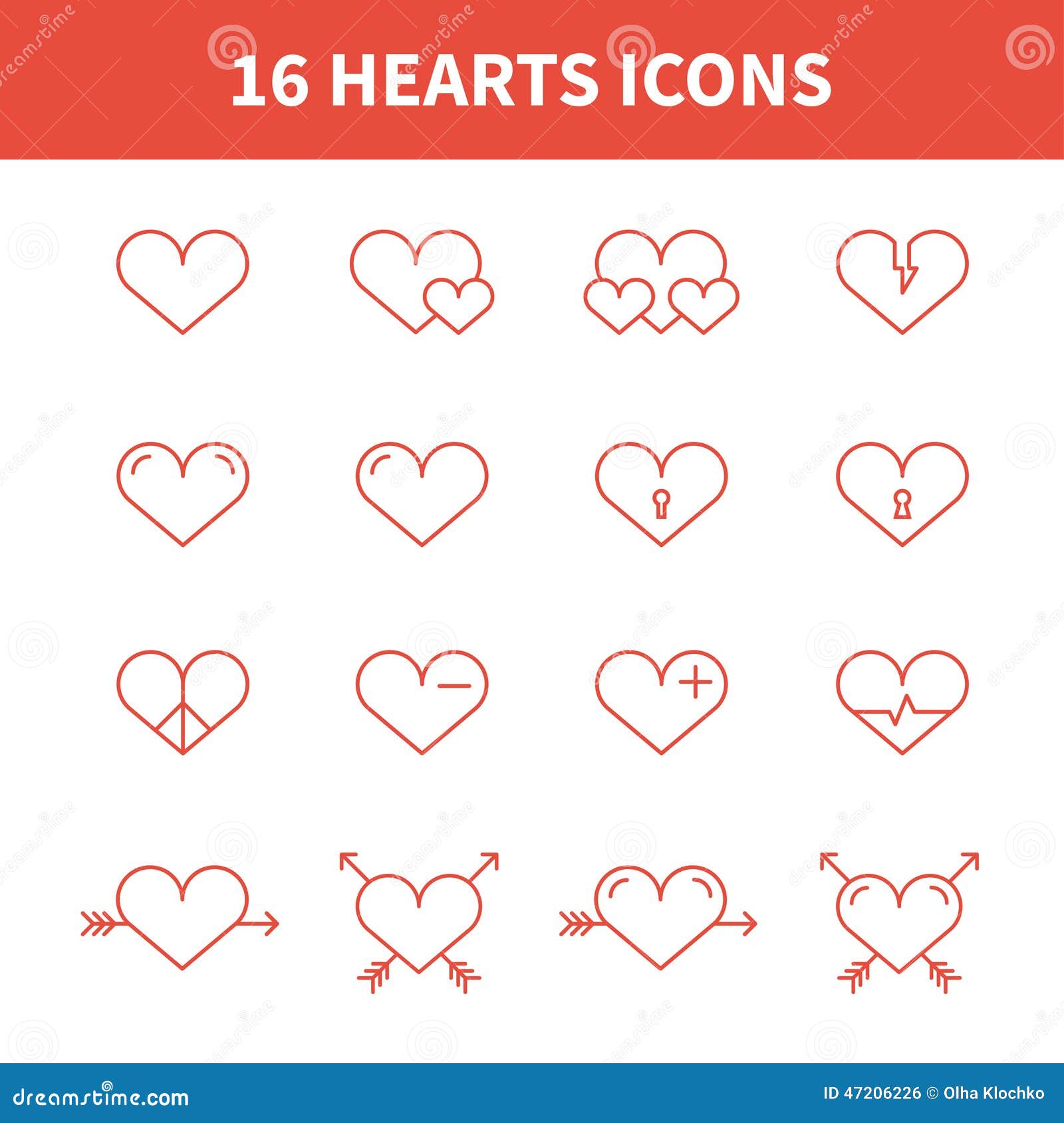 Set of Heart Icons,symbol,sign in Flat Style. Stock Vector ...